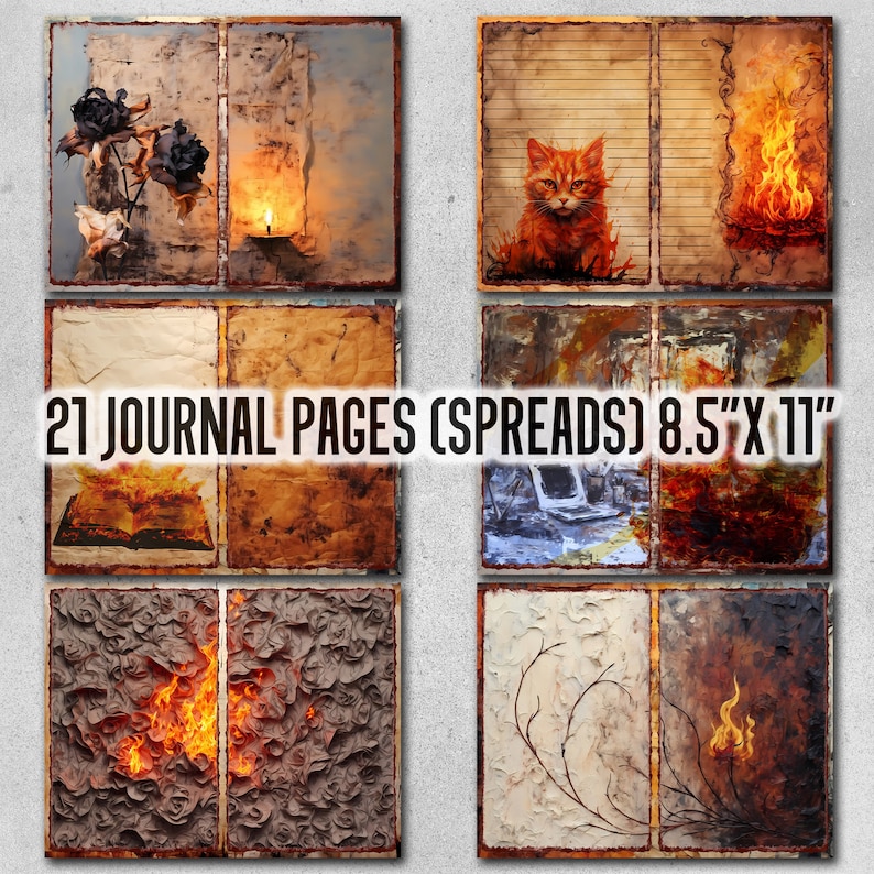 Printable Fire Journal Kit Digital Pages and Embellishments for Junk ...