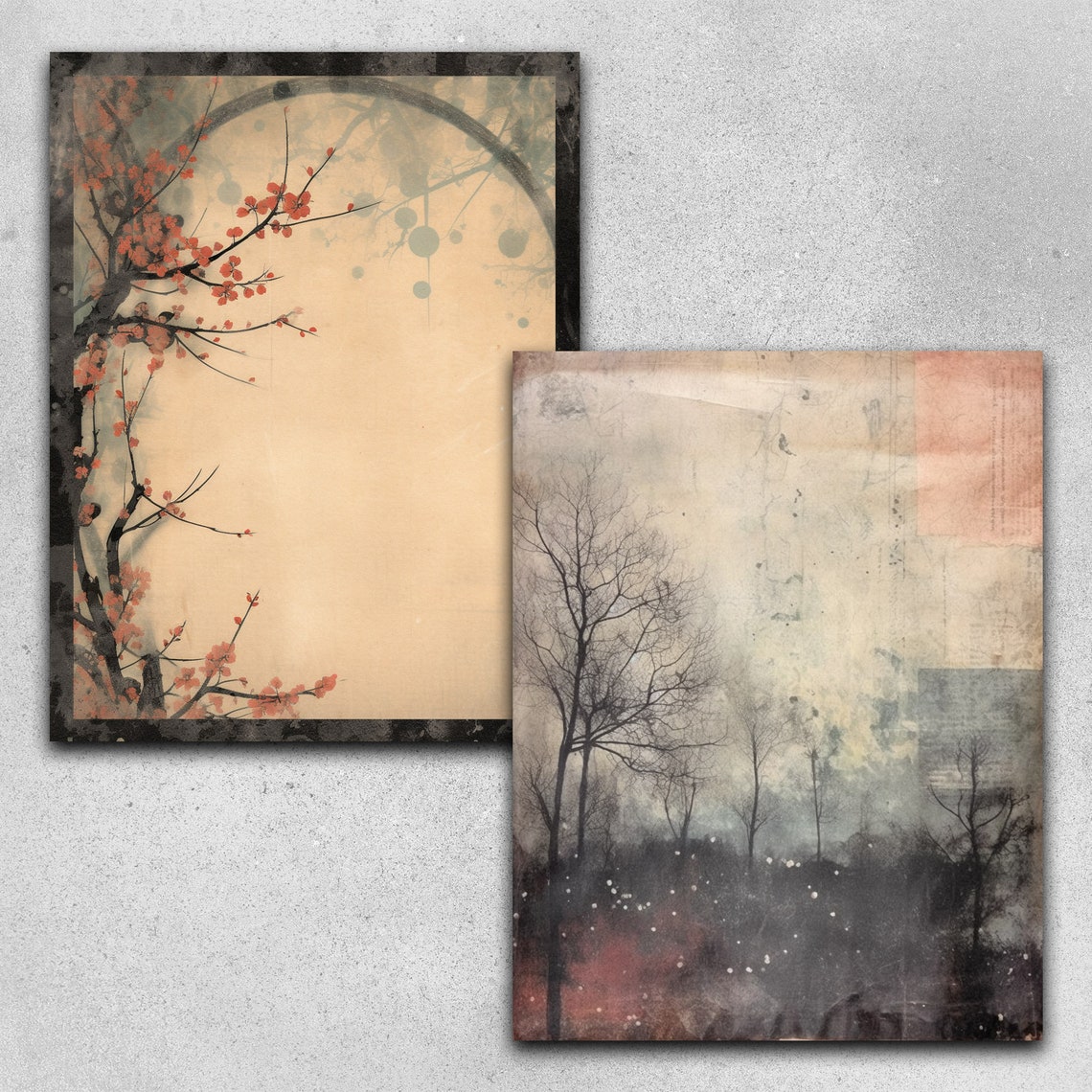 Grunge Japanese Journal Pages Printable Scrapbooking Papers Digital ...