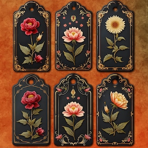 Gothic Floral Tags - 100+ Printable Goth Labels | Dark Flower Aesthetic ...