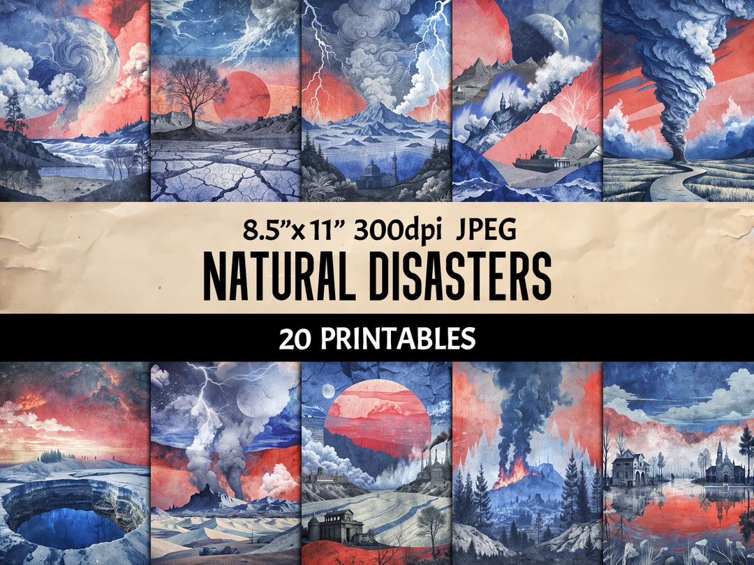 Natural Disasters Collage Digital Wall Art - Junk Journal Pages ...