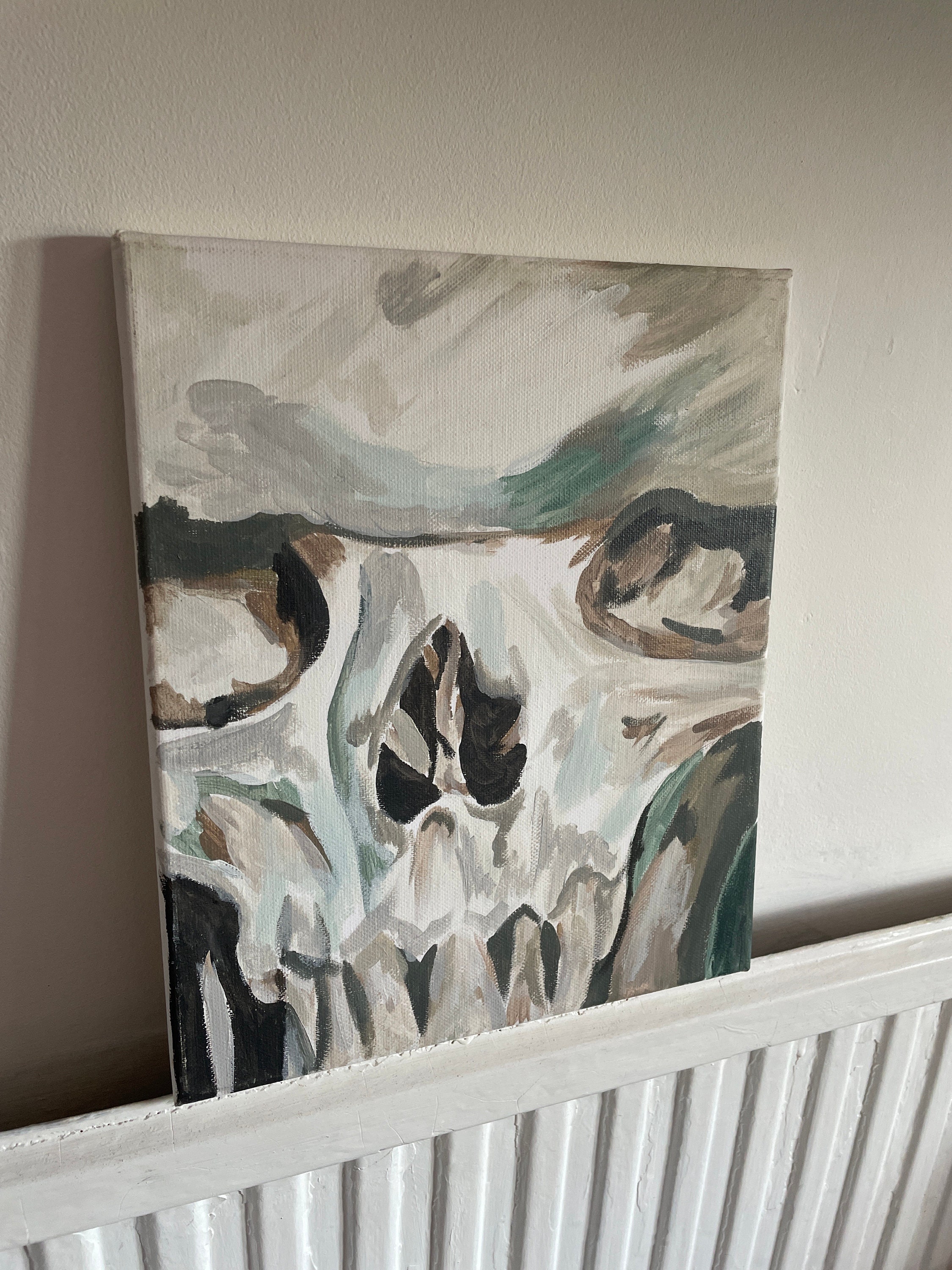 Skull Acrylic Painting on a 10 by 12 Inch Canvas X - Etsy
