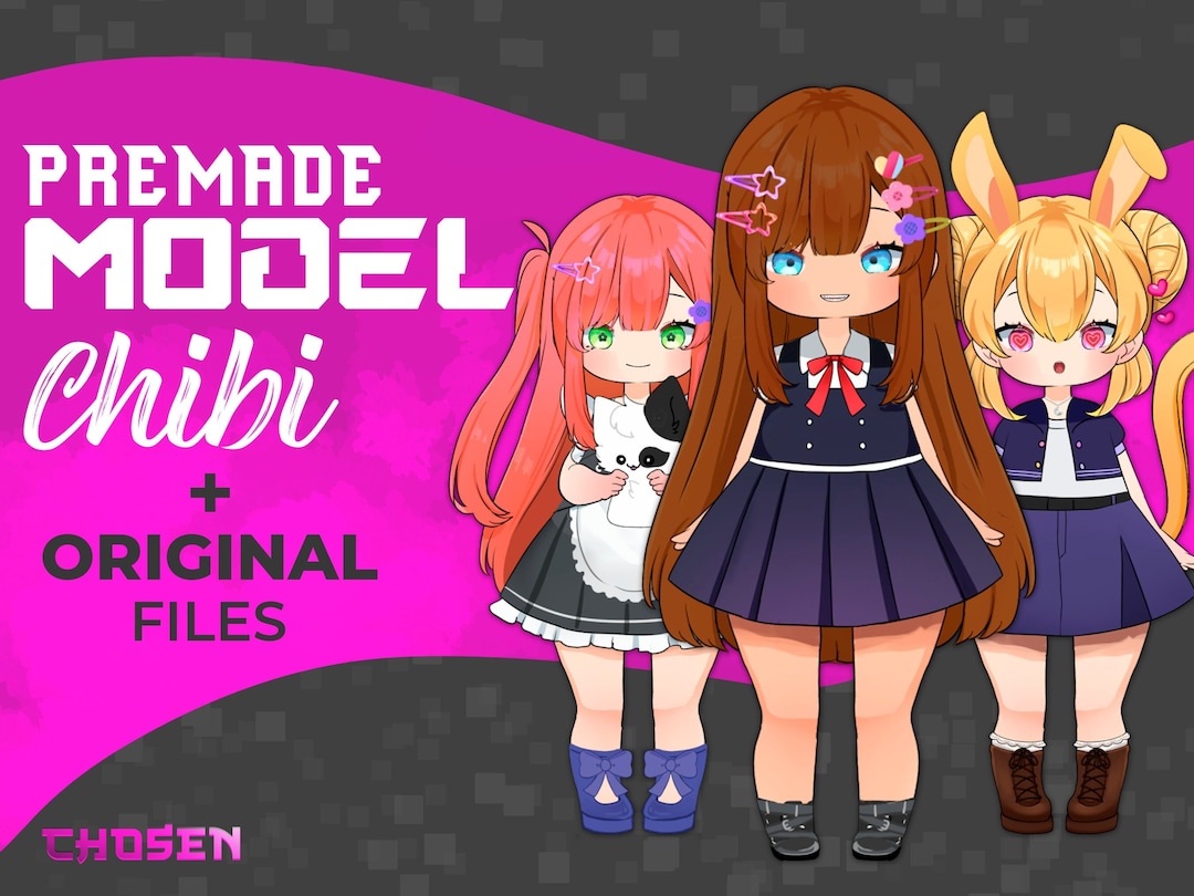 Customizable Chibi Vtuber Model: Premade & Fully Rigged (original Files ...