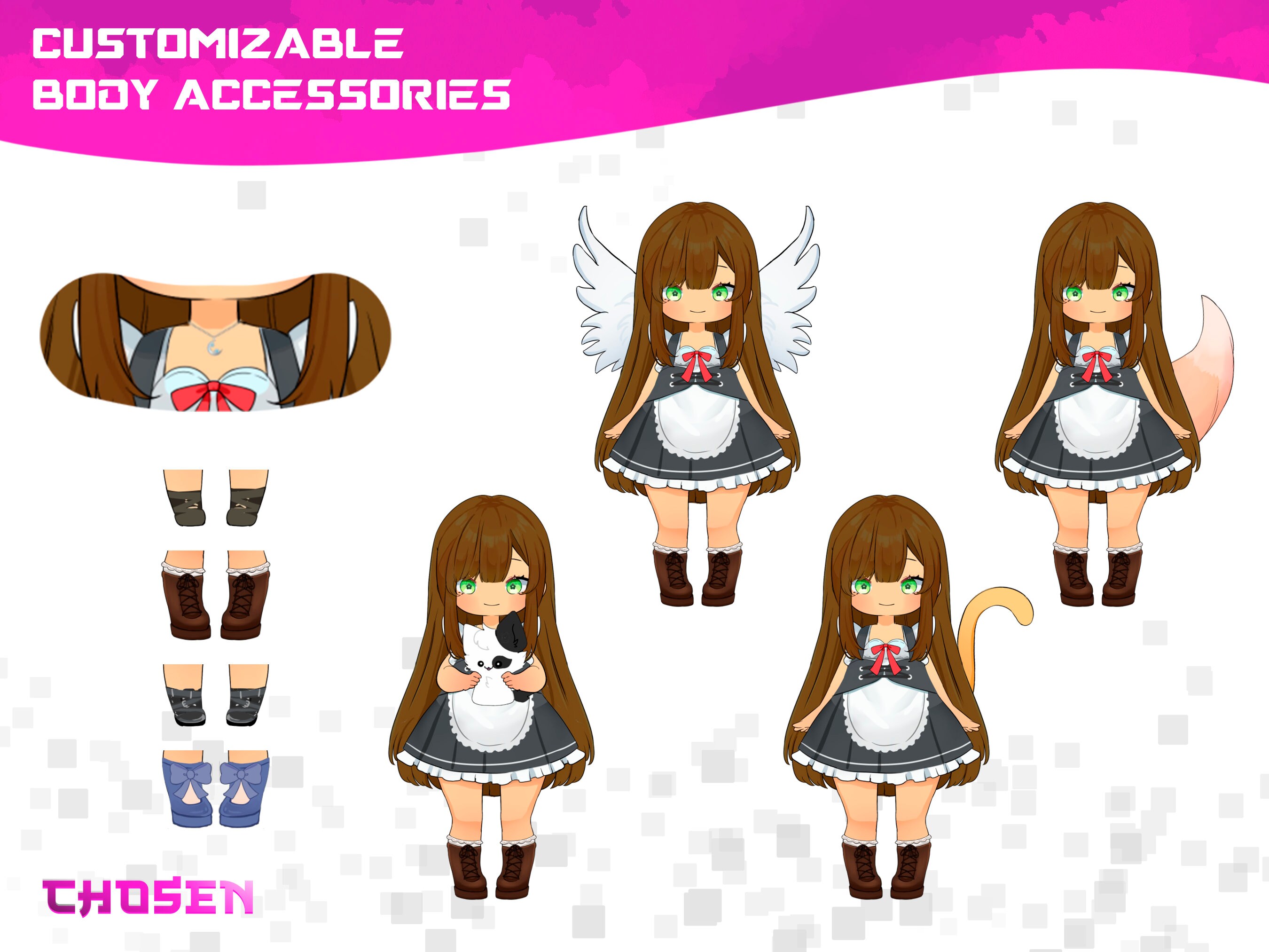 Premade Chibi Vtuber Model, Endless Customization Variations, Christmas ...