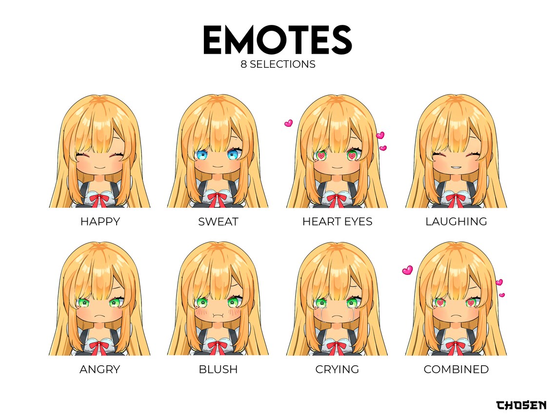 DISCOUNT 2D Vtuber Chibi Model Premade Full Body, Fully Rigged Ready to ...