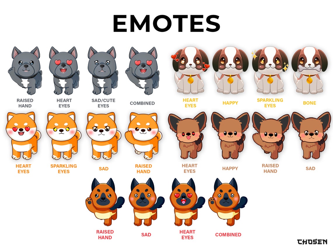 Premade Vtuber Pets for Commercial Use - 5-pack Cute Dog Breeds Vtube ...