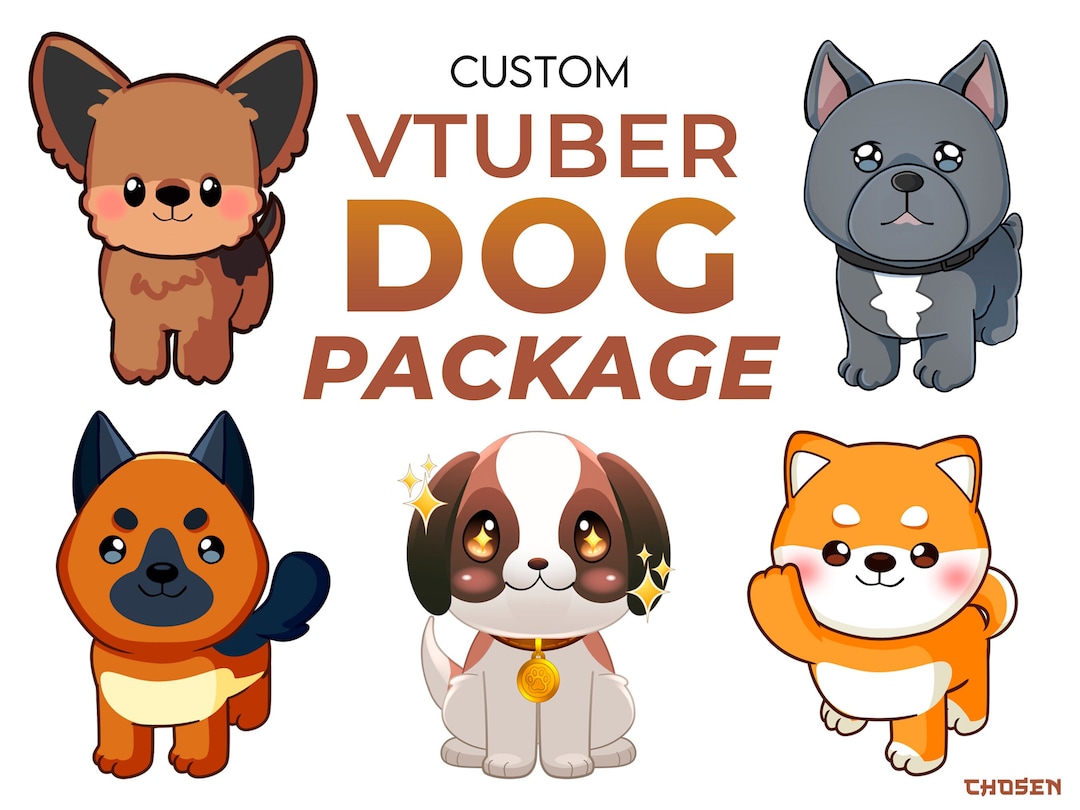 Premade Vtuber Pets for Commercial Use - 5-pack Cute Dog Breeds Vtube ...