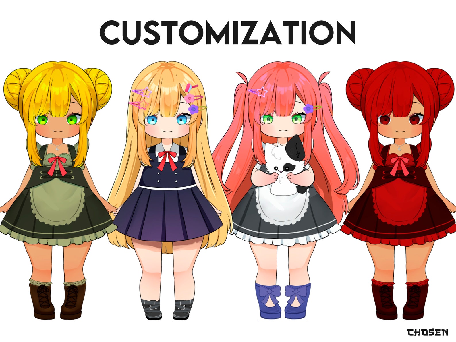 DISCOUNT! 2D Vtuber Chibi Model Premade Full Body, Fully Rigged - Ready ...