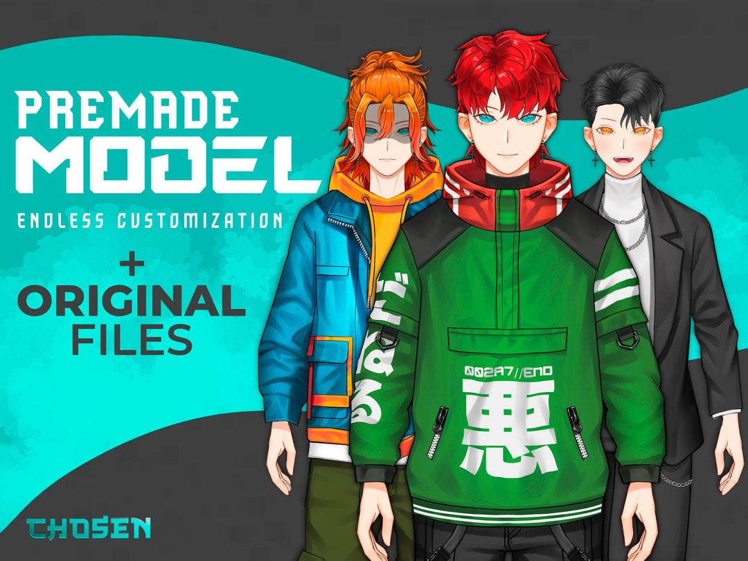 ORIGINAL FILE - Customizable Premade Male Vtuber Model Fully Rigged and ...