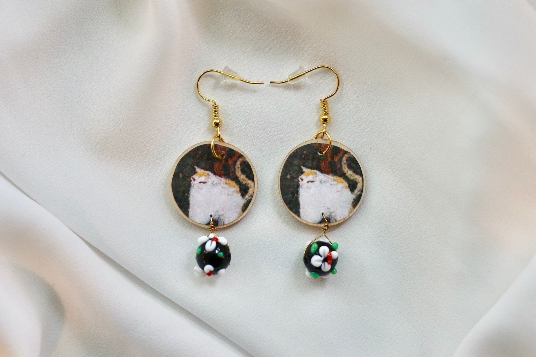 The White Cat Pierre Bonnard Art Earrings Gold and Silver - Etsy