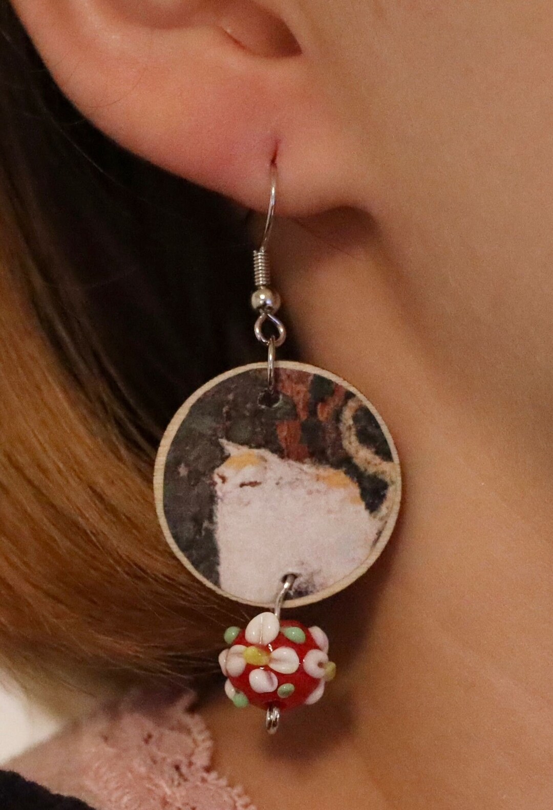 The White Cat - Pierre Bonnard Art Earrings! Gold and Silver, Nickel ...