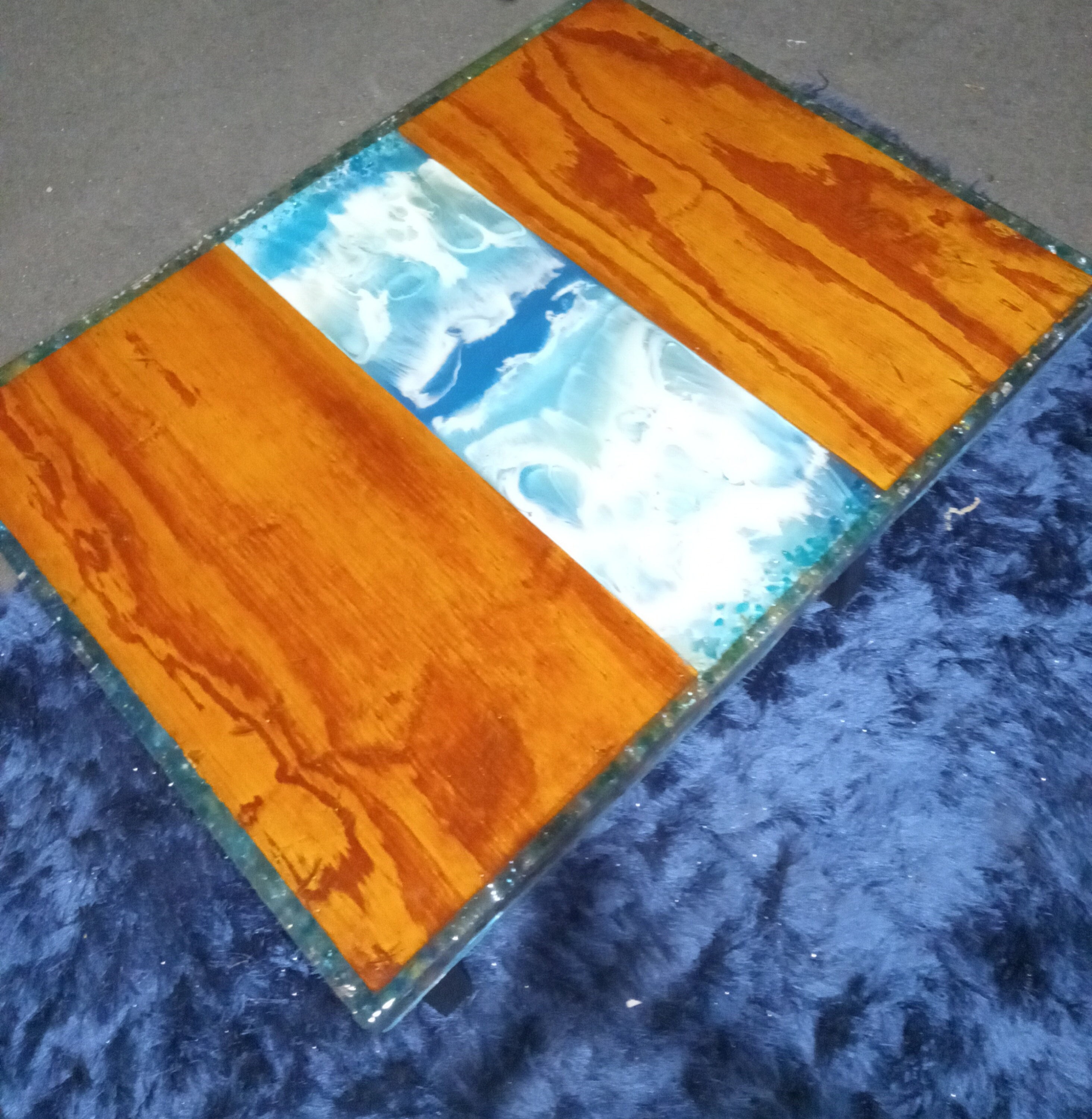 Epoxy Kitchen Table | Resin River Bistro/bar Table | Crushed Glass ...