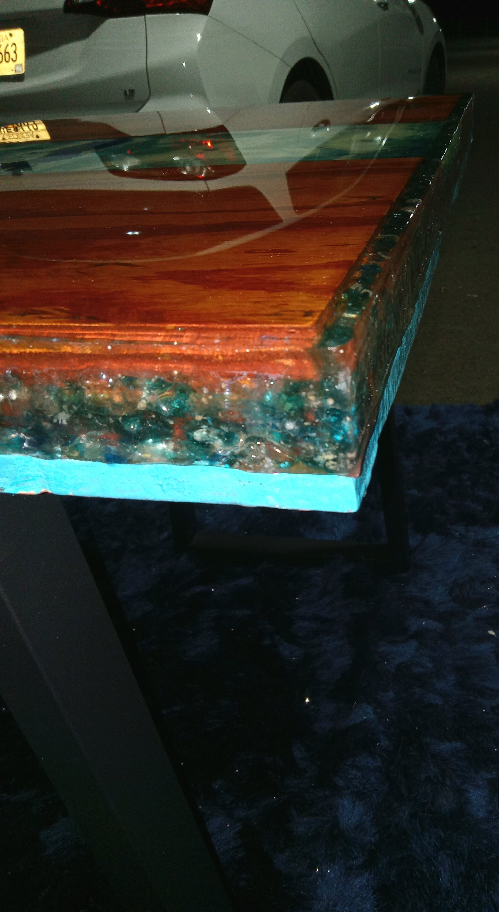 Epoxy Kitchen Table | Resin River Bistro/bar Table | Crushed Glass ...