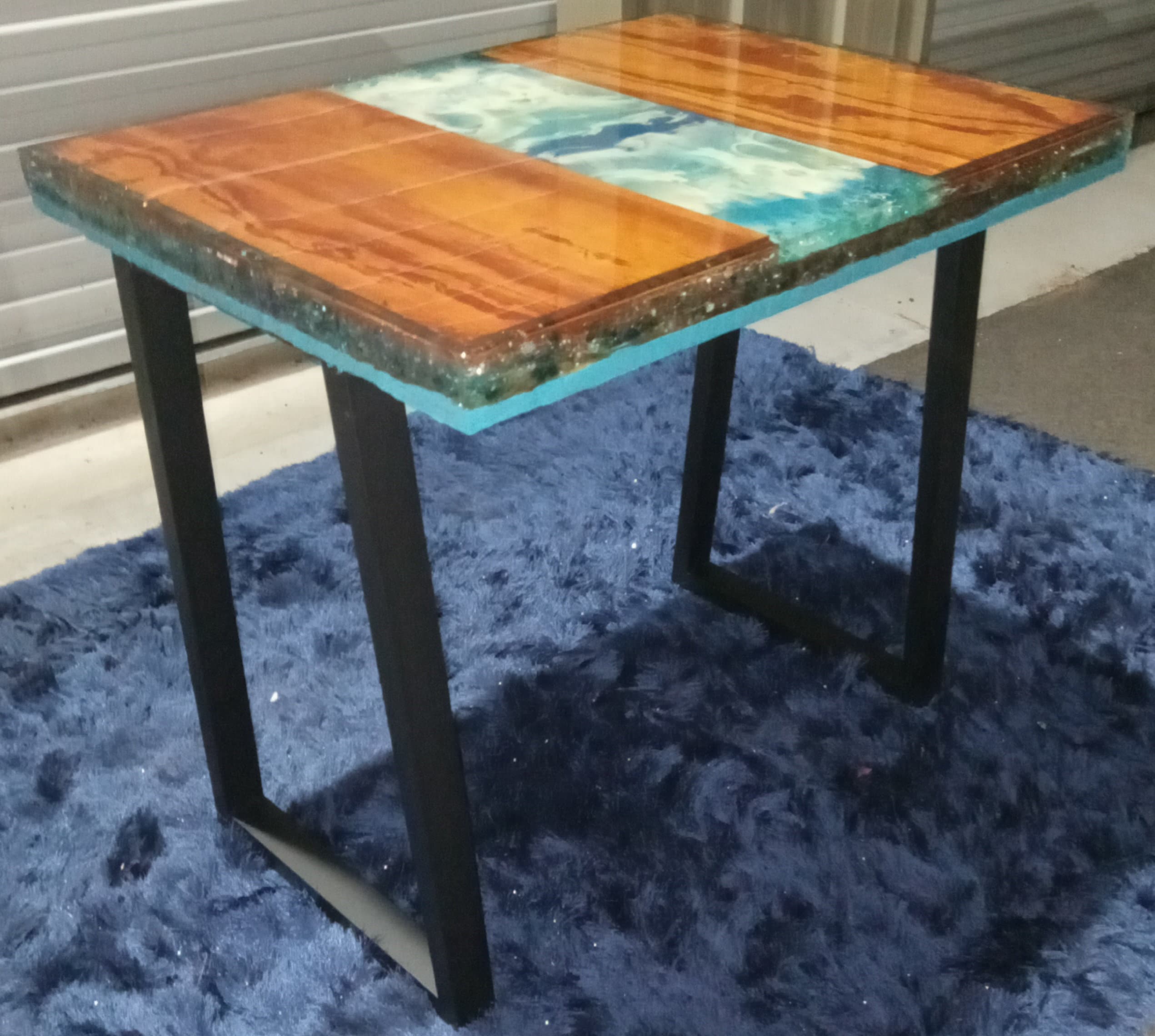 Epoxy Kitchen Table | Resin River Bistro/bar Table | Crushed Glass ...
