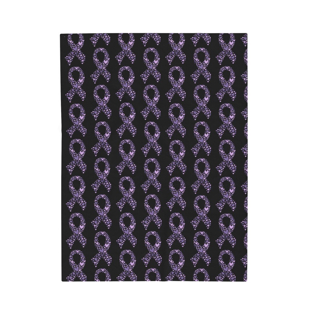 Purple Cancer Ribbon Cancer Plush Blanket, Cancer Awareness Throw ...