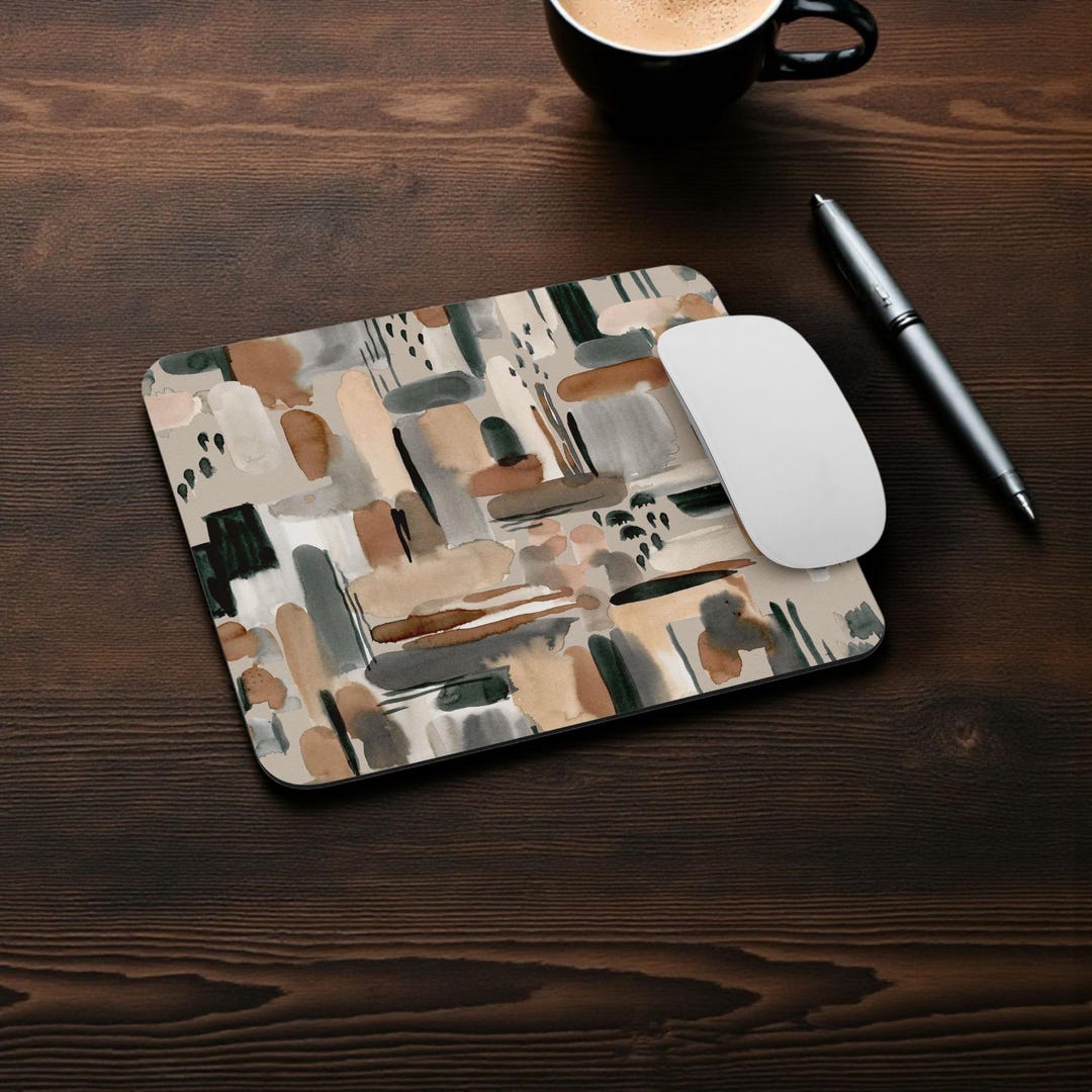 Elegant Neutral Mouse Pad, Abstract Neutral Mouse Pad, Modern Boho Desk ...