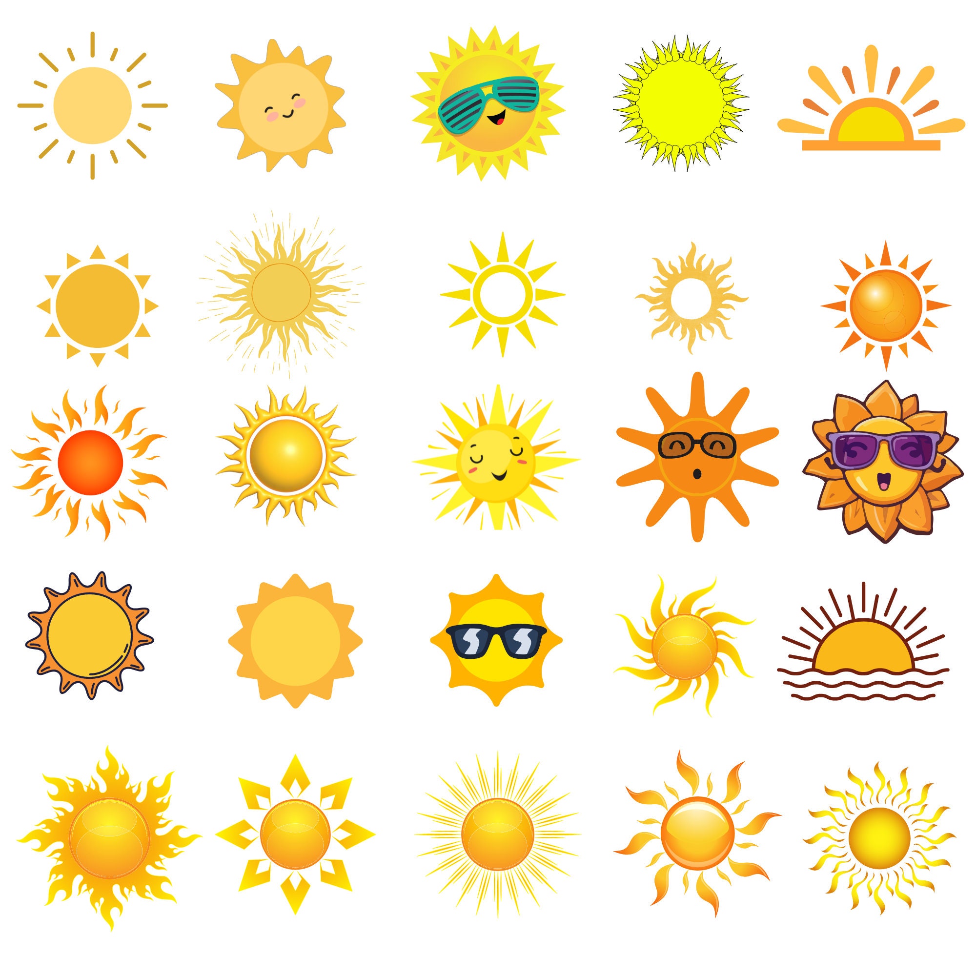 Summer Sun Svg Bundle Sun Vector And Clipart Files Sun Clipart For