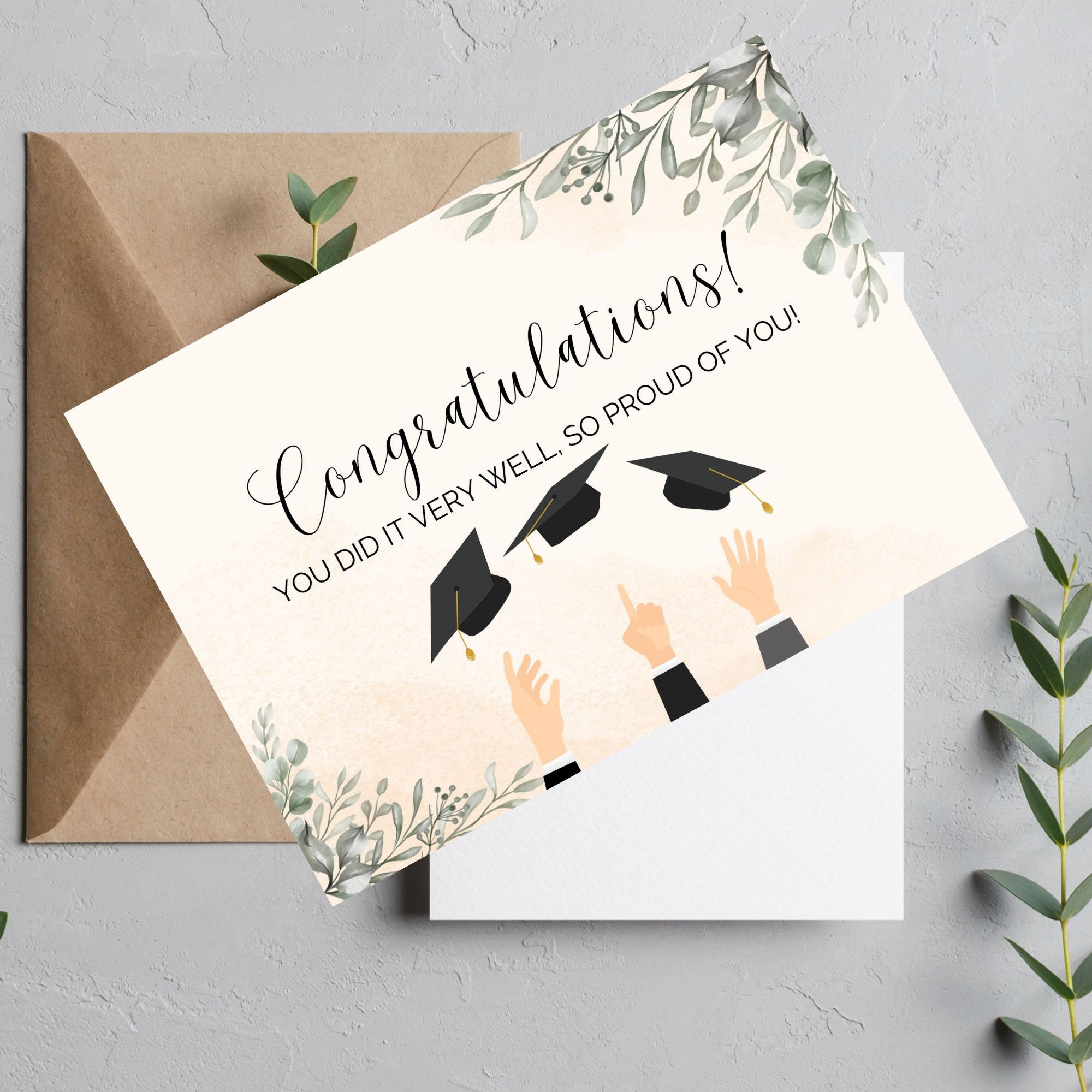 Congratulations Graduate Card With Graduation Caps DIGITAL Download ...