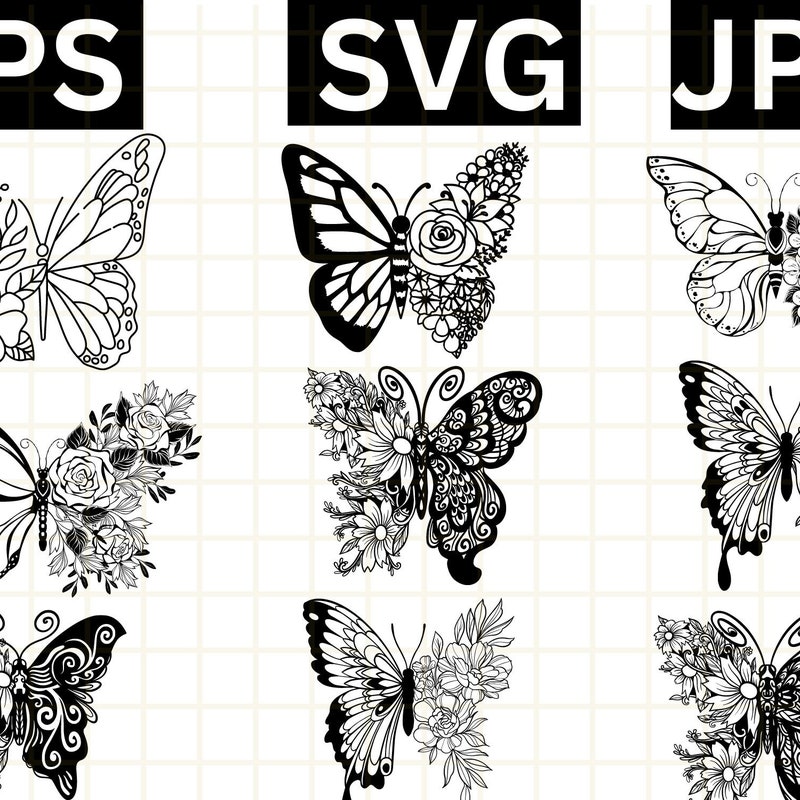 Butterfly Flower Svg - Etsy