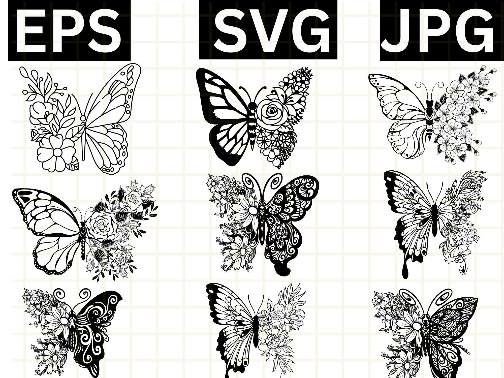 Butterfly Svg\ Floral Butterfly Svg\ Butterfly Flower Svg\ Butterfly ...