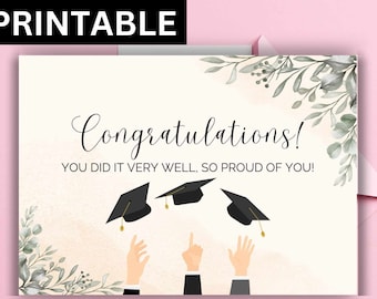 Congratulations Graduate Card With Graduation Caps DIGITAL Download ...