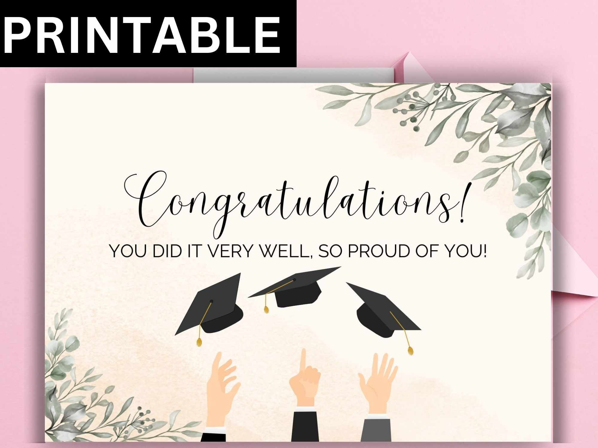 Congratulations Graduate\ Card With Graduation Caps\ DIGITAL Download ...