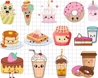 Kawaii Sweets Clipart Cute Sweet Candy Clipart Food Cake Donut Cupcake ...
