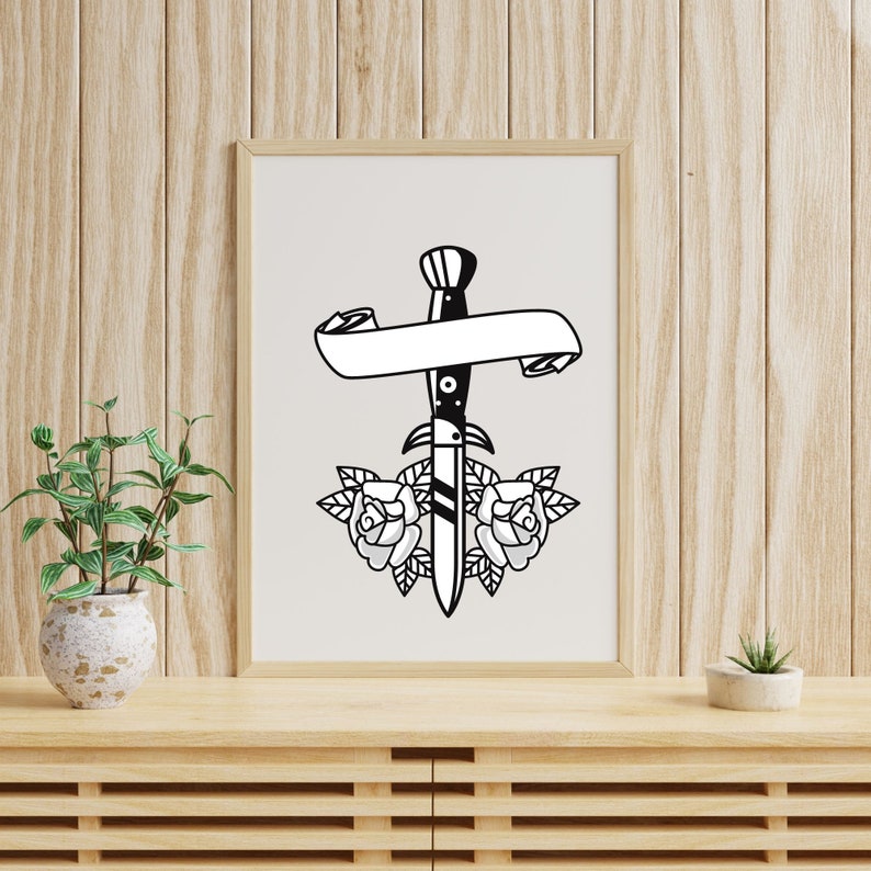 Knife and Roses Svg\ Sword Svg\ Flower Sword Svg File\ Floral Sword Cut ...