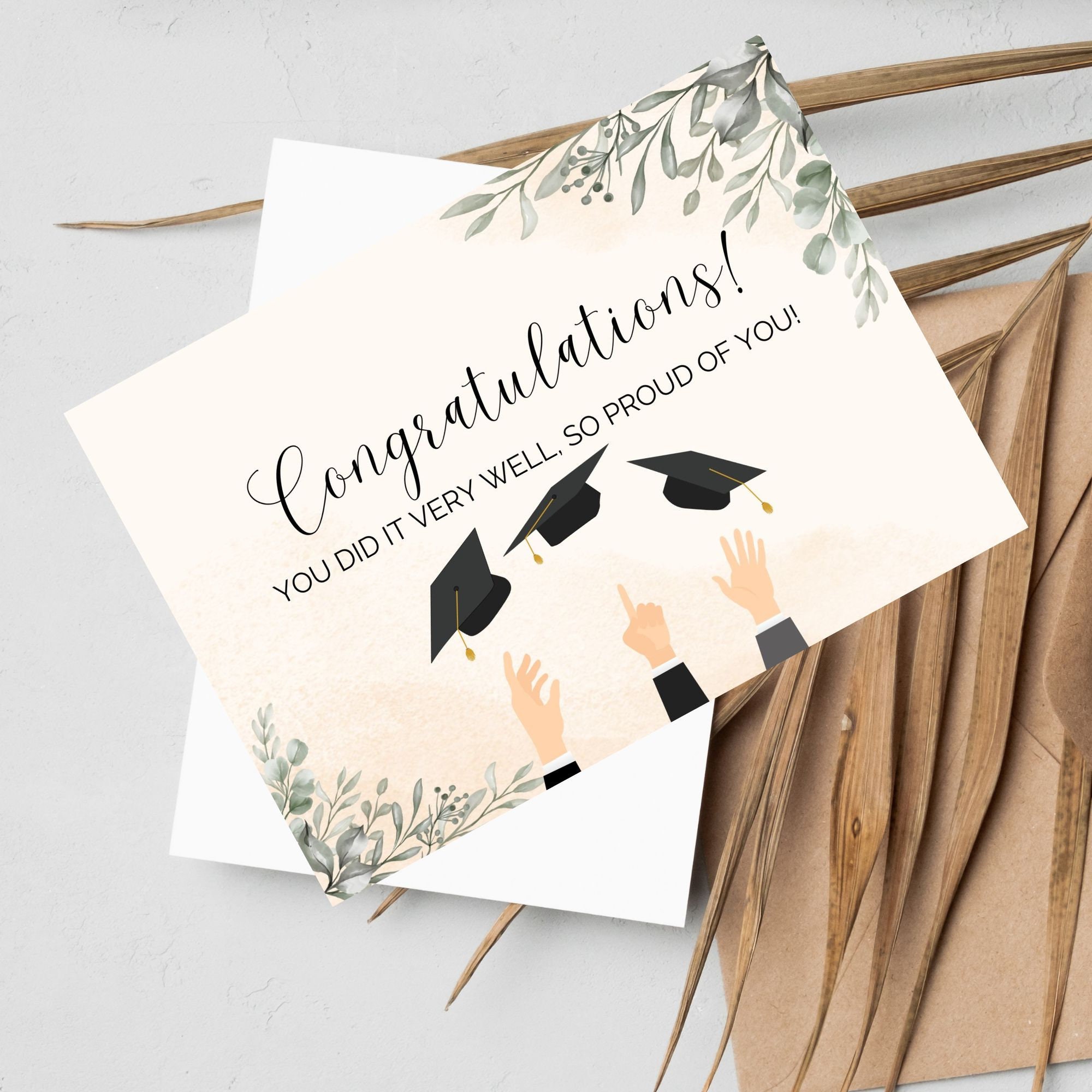 Congratulations Graduate Card With Graduation Caps DIGITAL Download ...