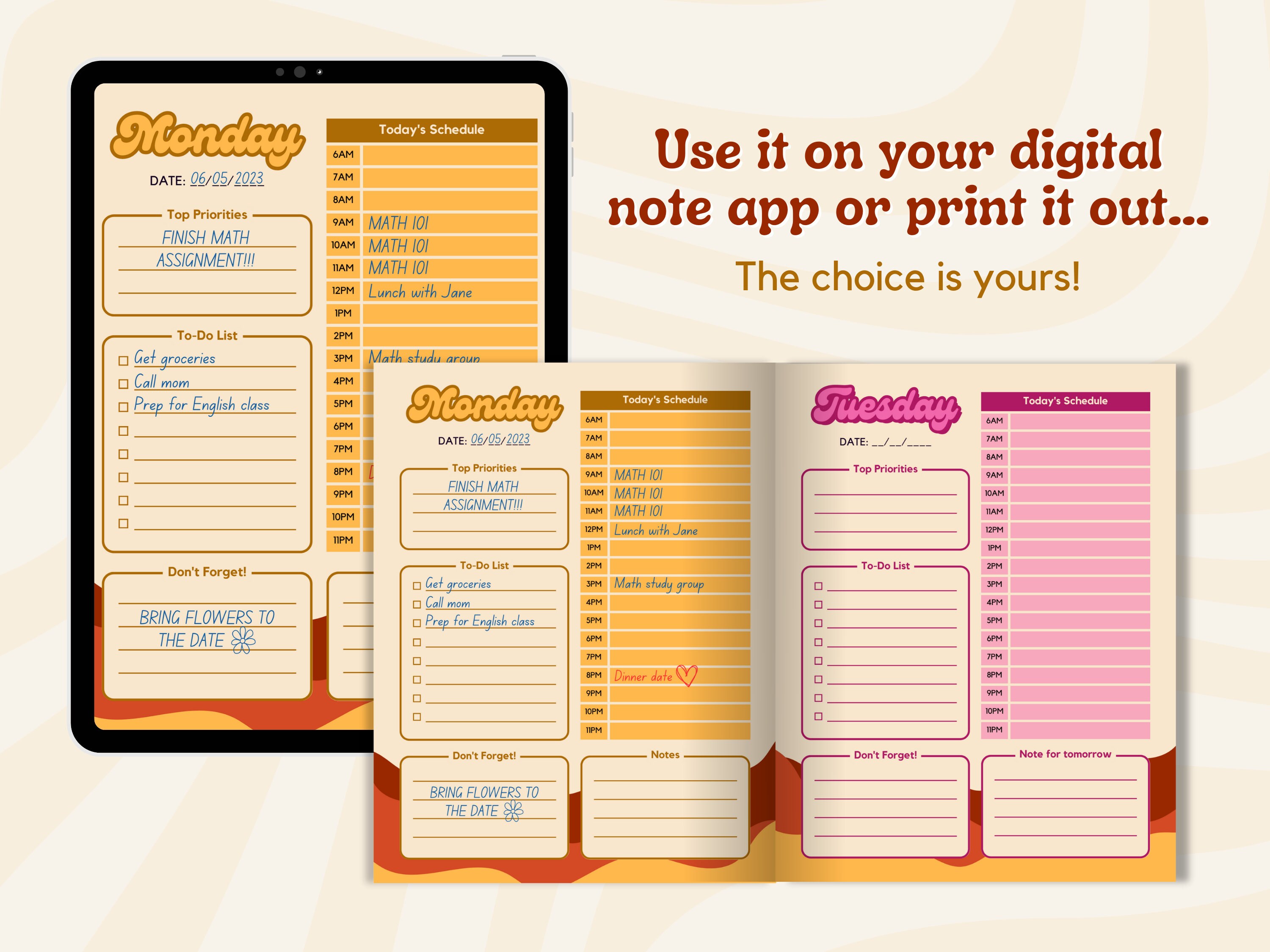 16-page Retro Groovy Canva Digital Planner Template Daily, Weekly ...