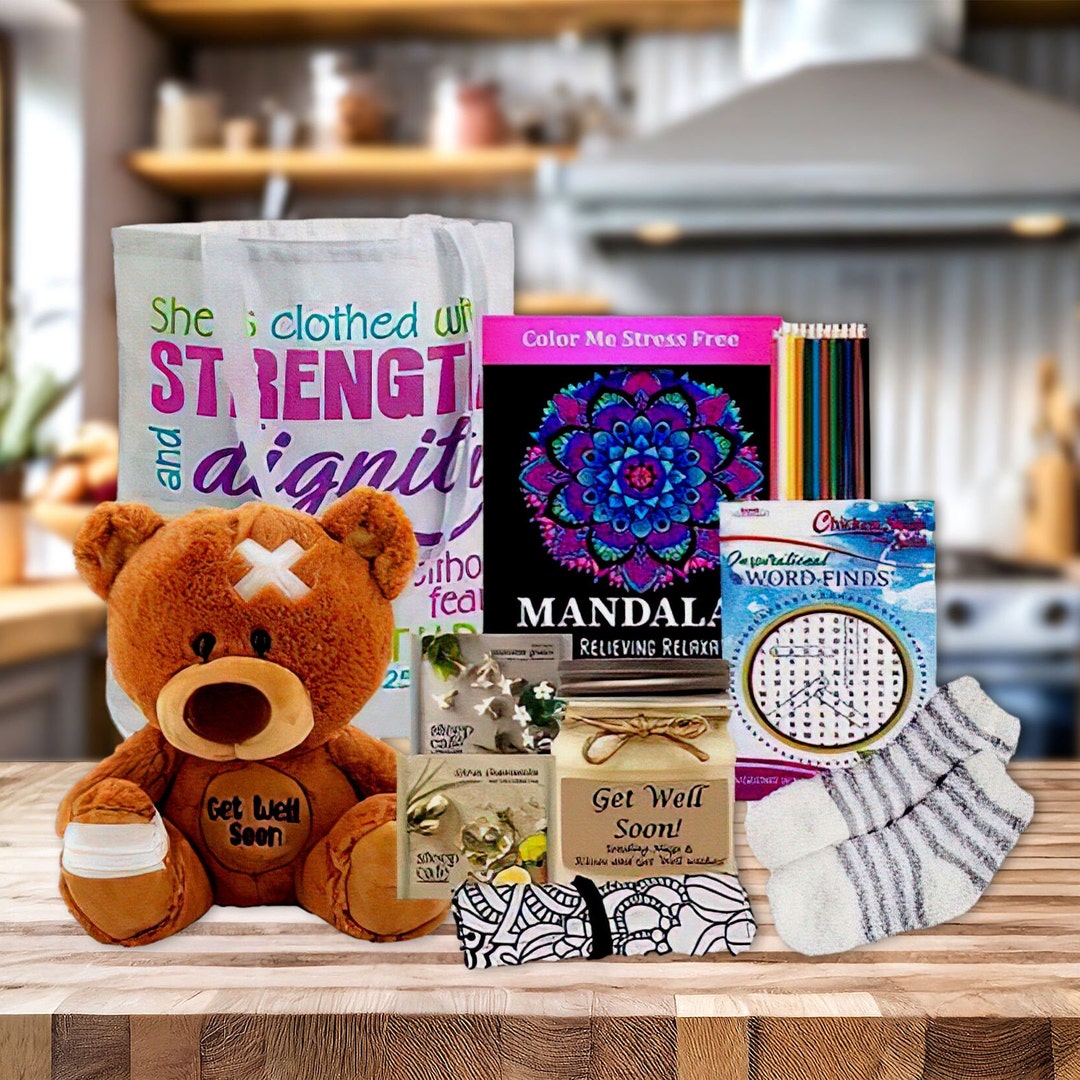 TEDDY BEAR GET Well Gift Box With Fuzzy Socks and Candle Feel - Etsy