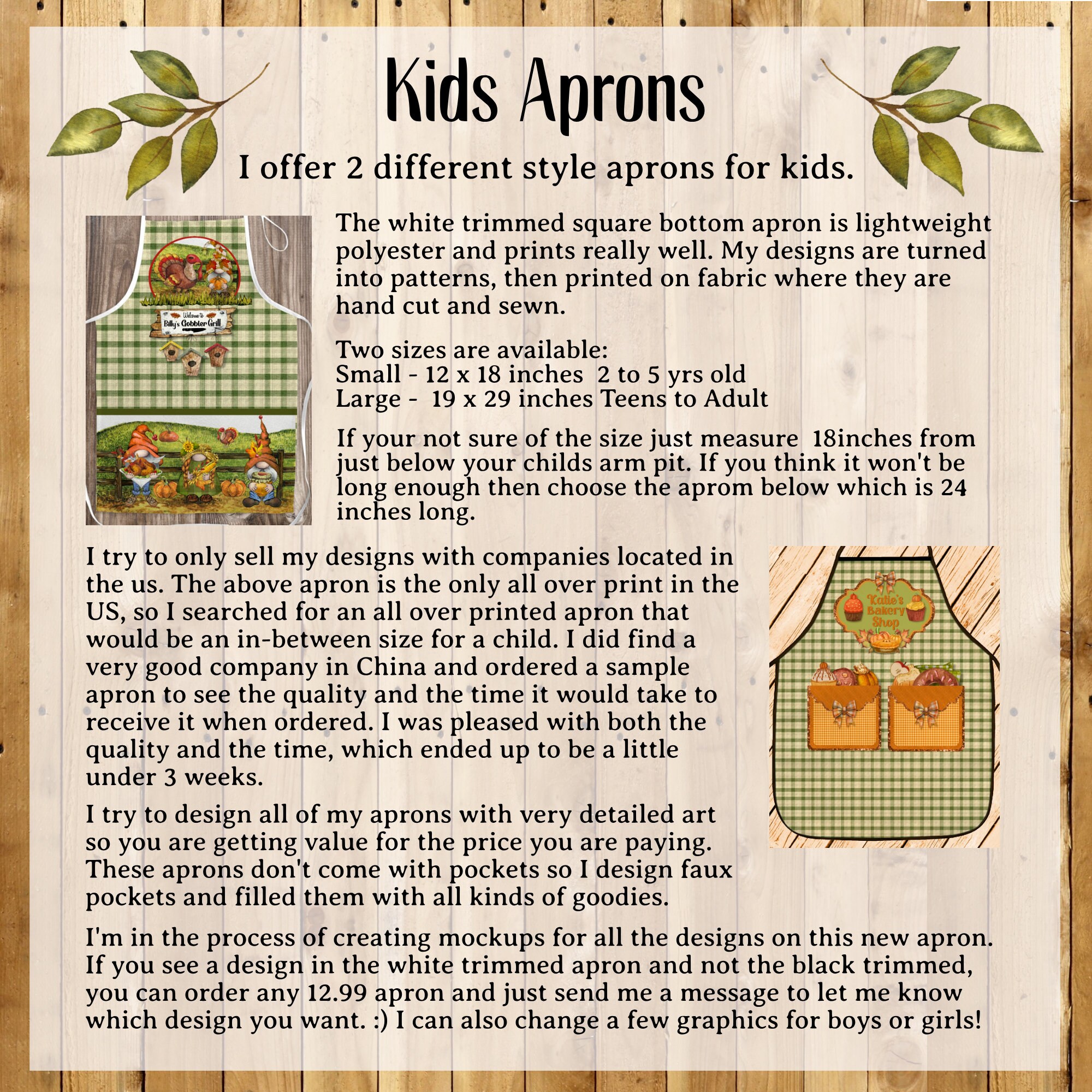 APRONS FOR GIRLS Cute Apple Design Child's Cooking Apron - Etsy
