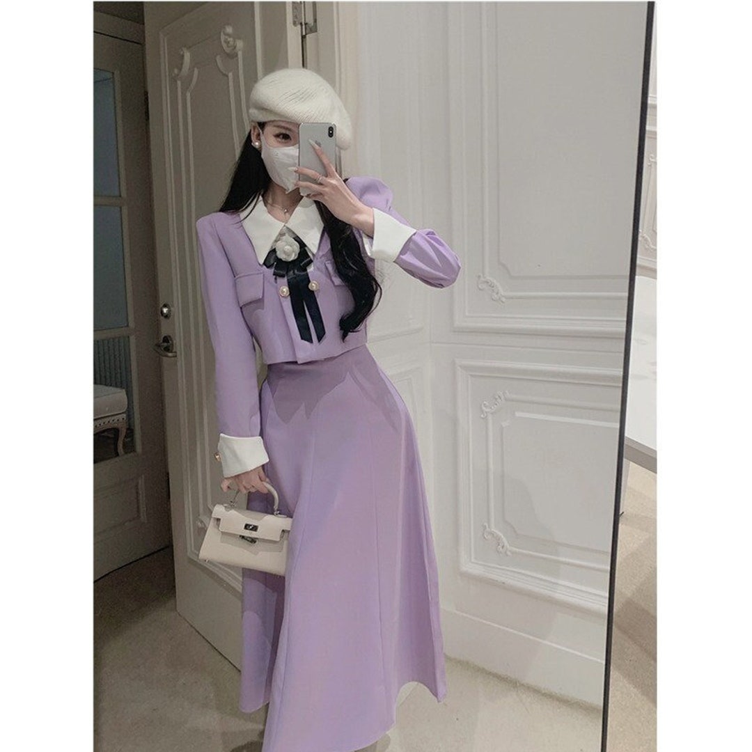 4 Colours Kpop Idol Korean Schoolgirl Girly Two-piece Lovely Ribbon ...