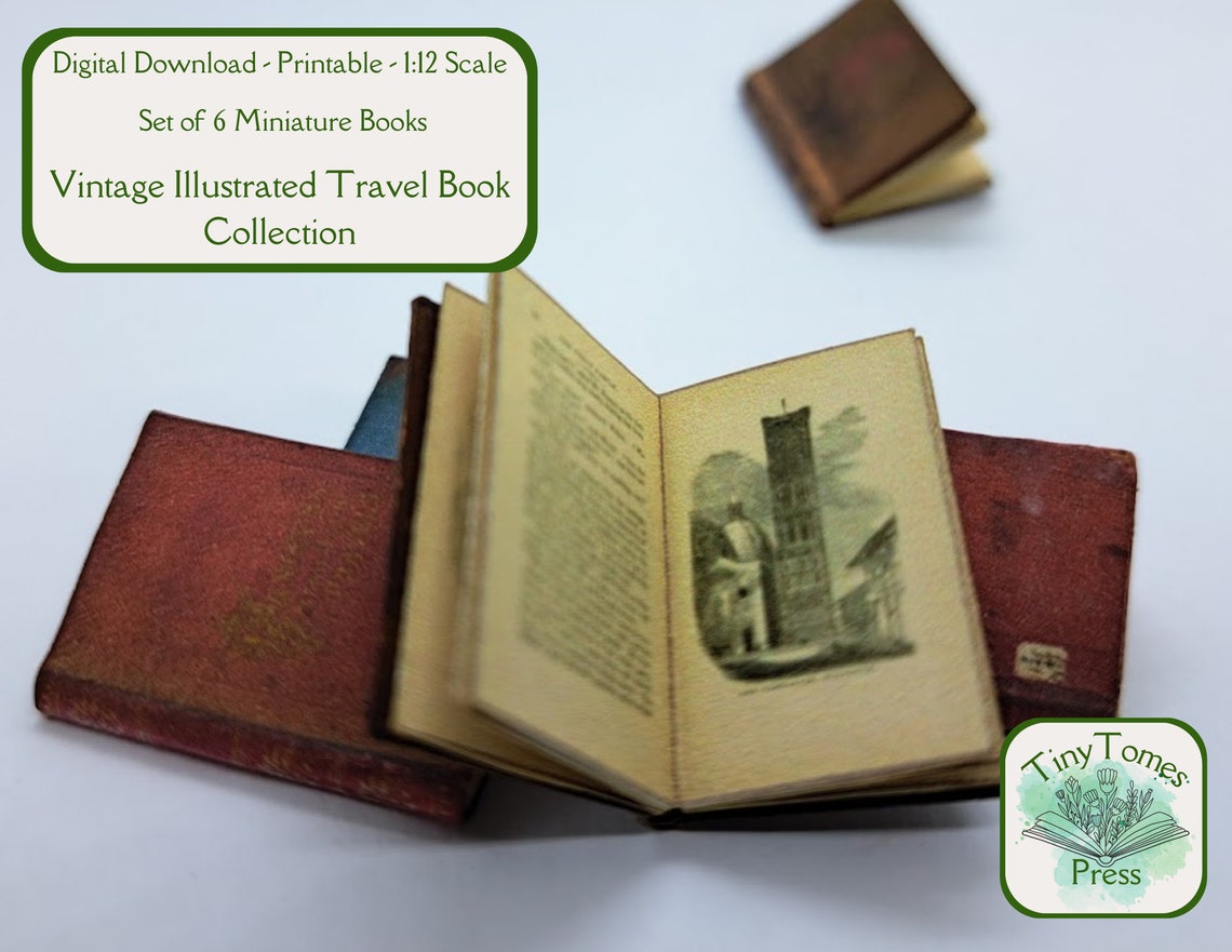 Miniature Vintage Illustrated Travel Book Collection Digital Download ...