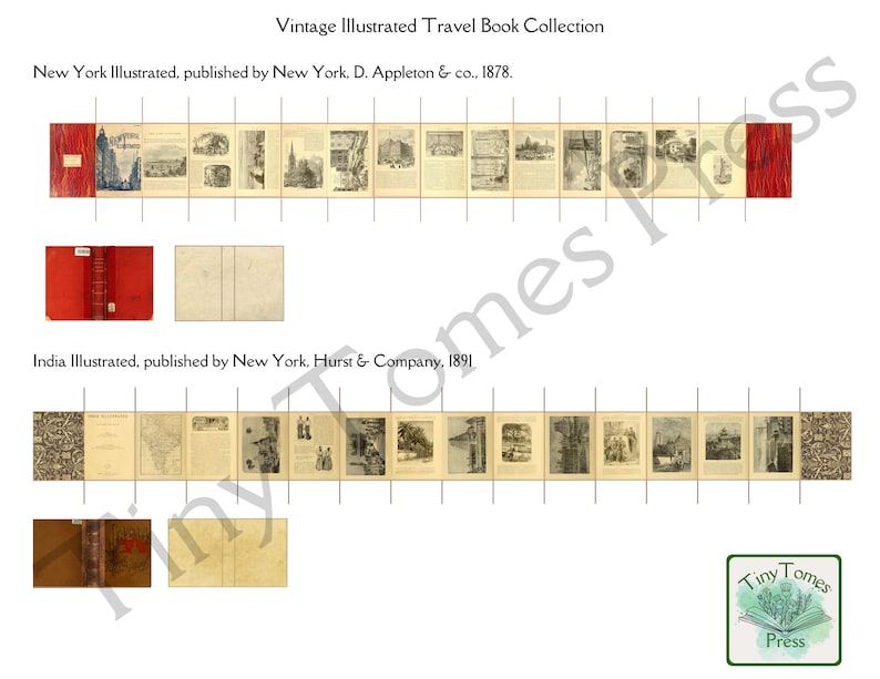 Miniature Vintage Illustrated Travel Book Collection - Digital Download ...