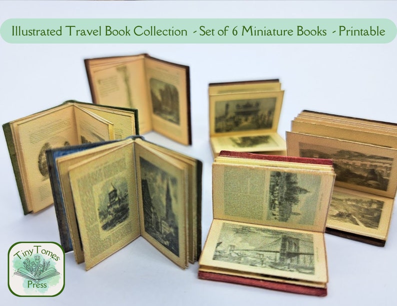 Miniature Vintage Illustrated Travel Book Collection - Digital Download ...