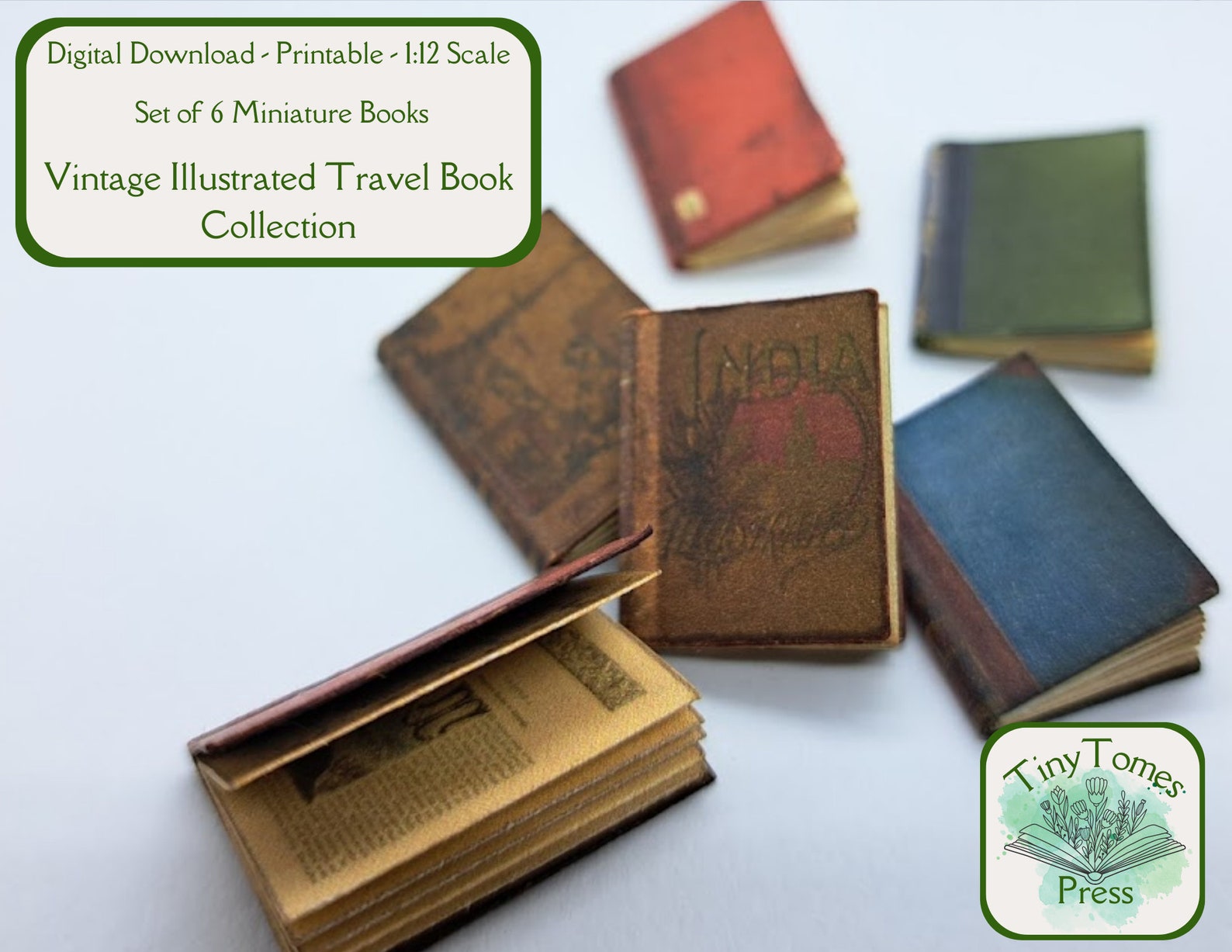 Miniature Vintage Illustrated Travel Book Collection - Digital Download ...