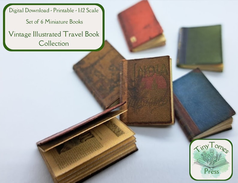 Miniature Vintage Illustrated Travel Book Collection - Digital Download ...