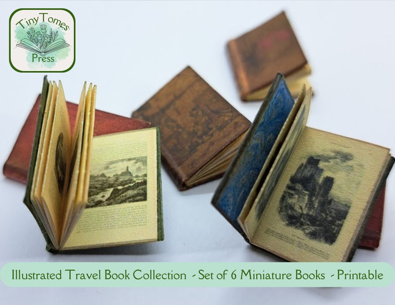Miniature Vintage Illustrated Travel Book Collection - Digital Download ...