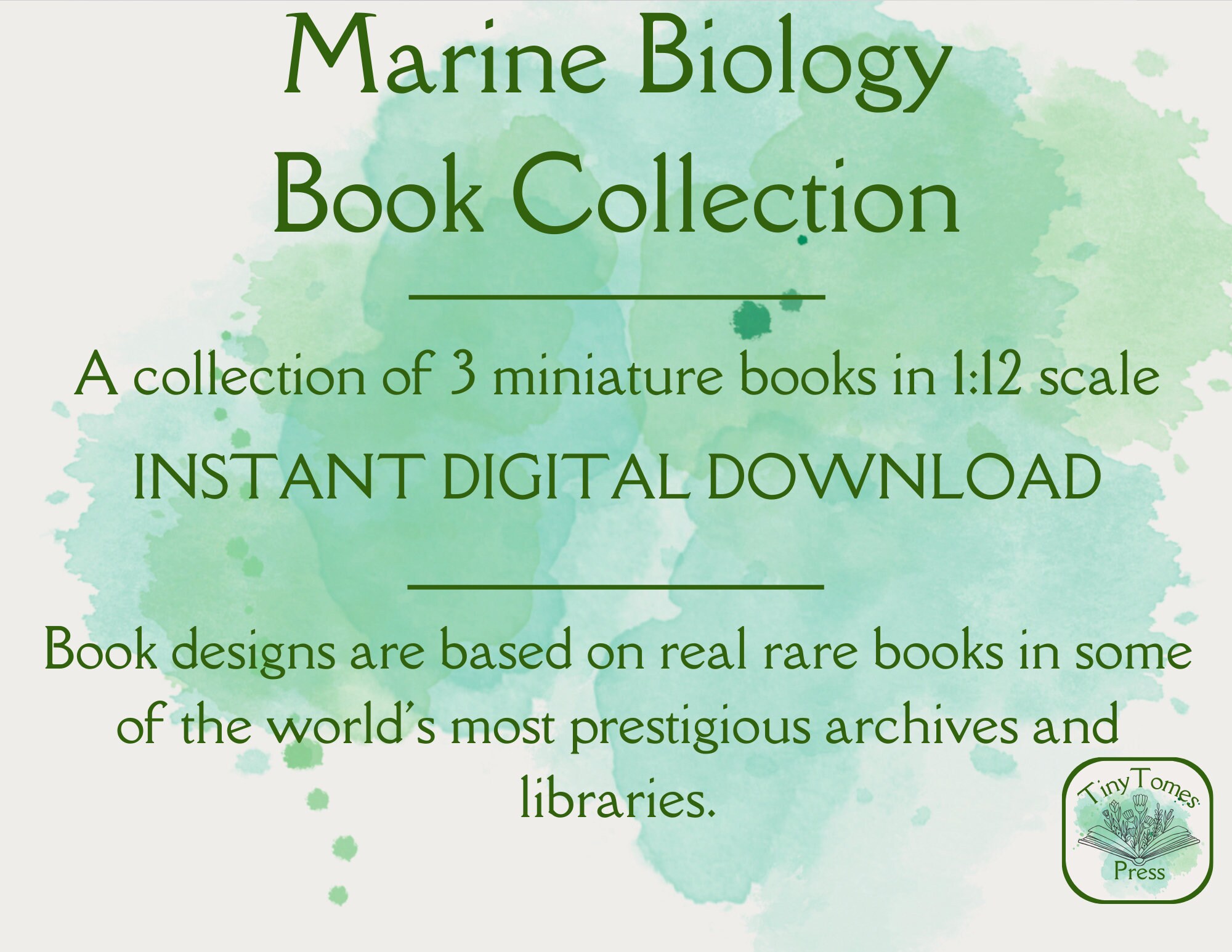 Miniature Marine Biology Book Collection Digital Download Set of 3 1:12 ...