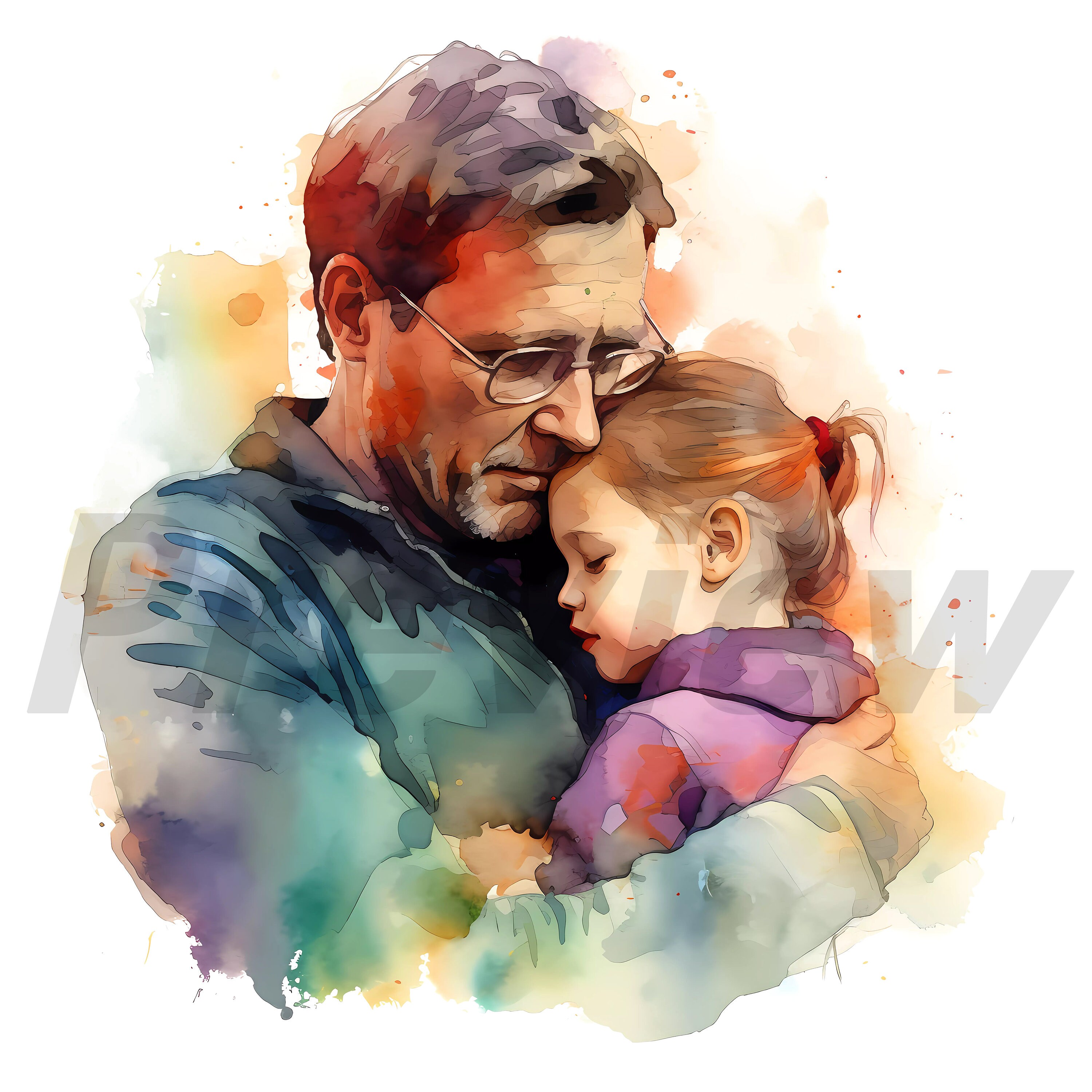 Father's Day Watercolor Clipart Set 12 Fatherhood 8K Clipart Instant ...