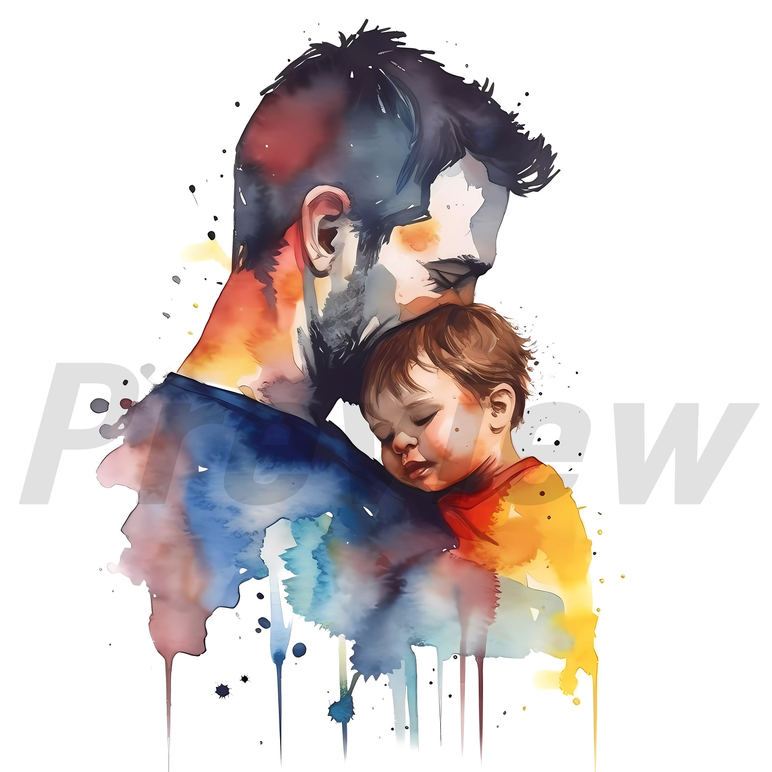 Father's Day Watercolor Clipart Set 12 Fatherhood 8K Clipart Instant ...