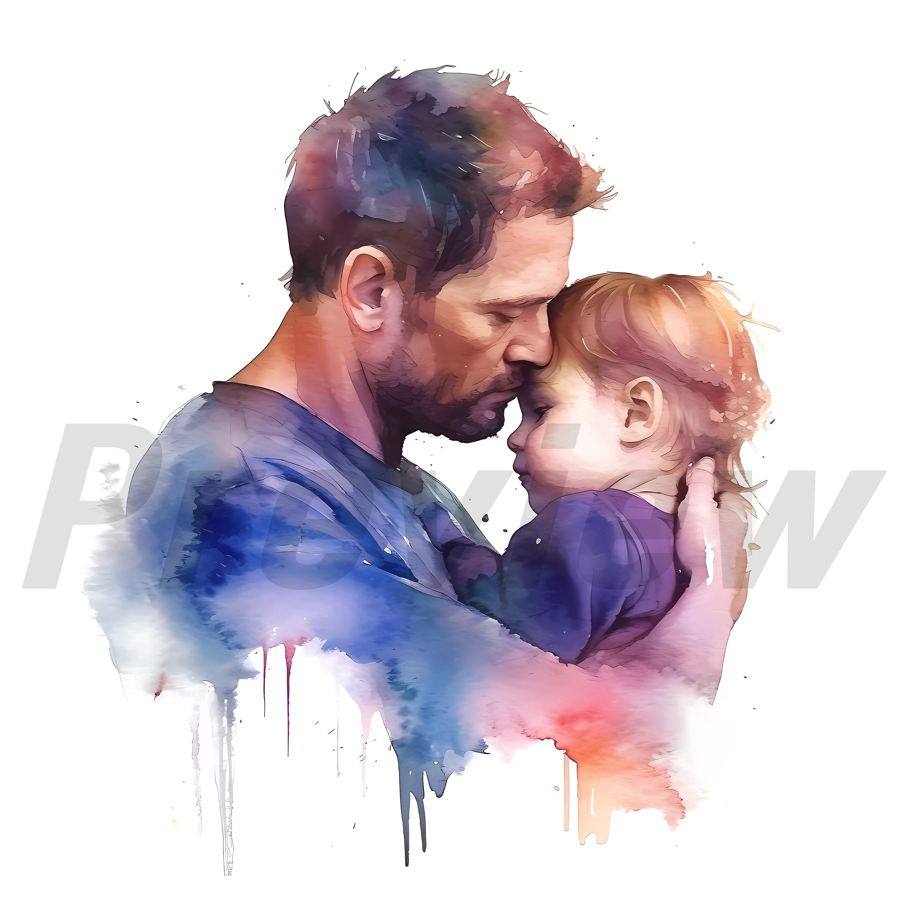 Father's Day Watercolor Clipart Set 12 Fatherhood 8K Clipart Instant ...