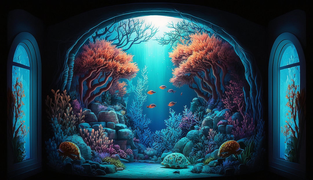 Aqua Paradise Digital Zoom Background - Etsy