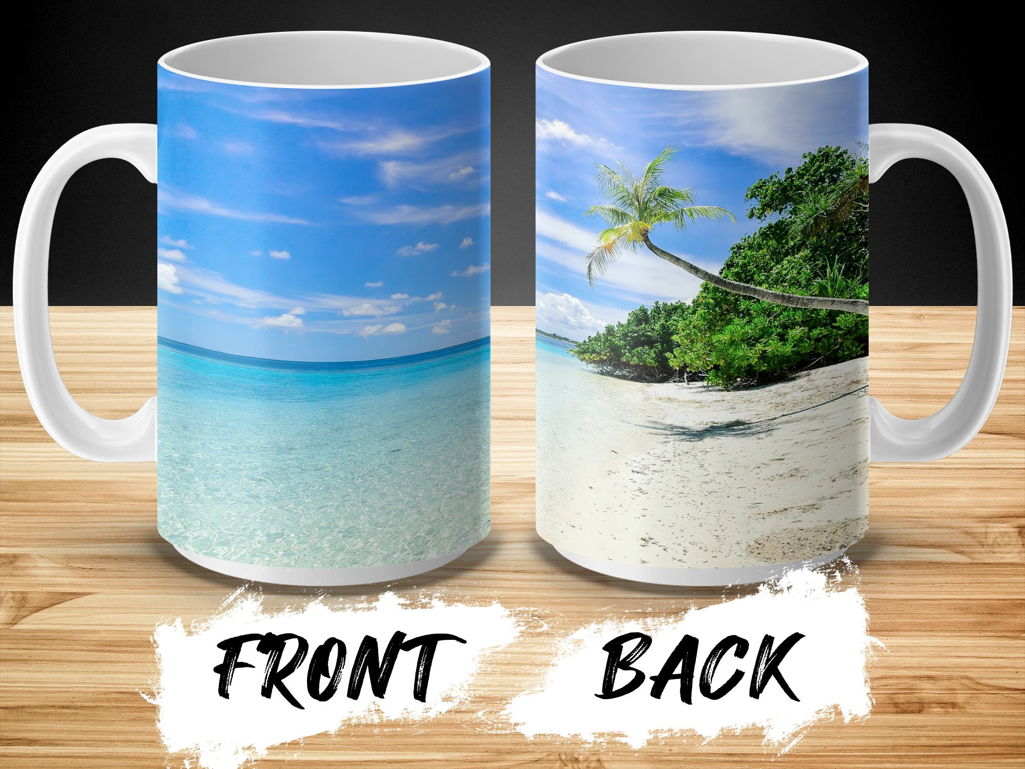 Tropical Beach Paradise Mug, Crystal Clear Water, White Sand Beach ...