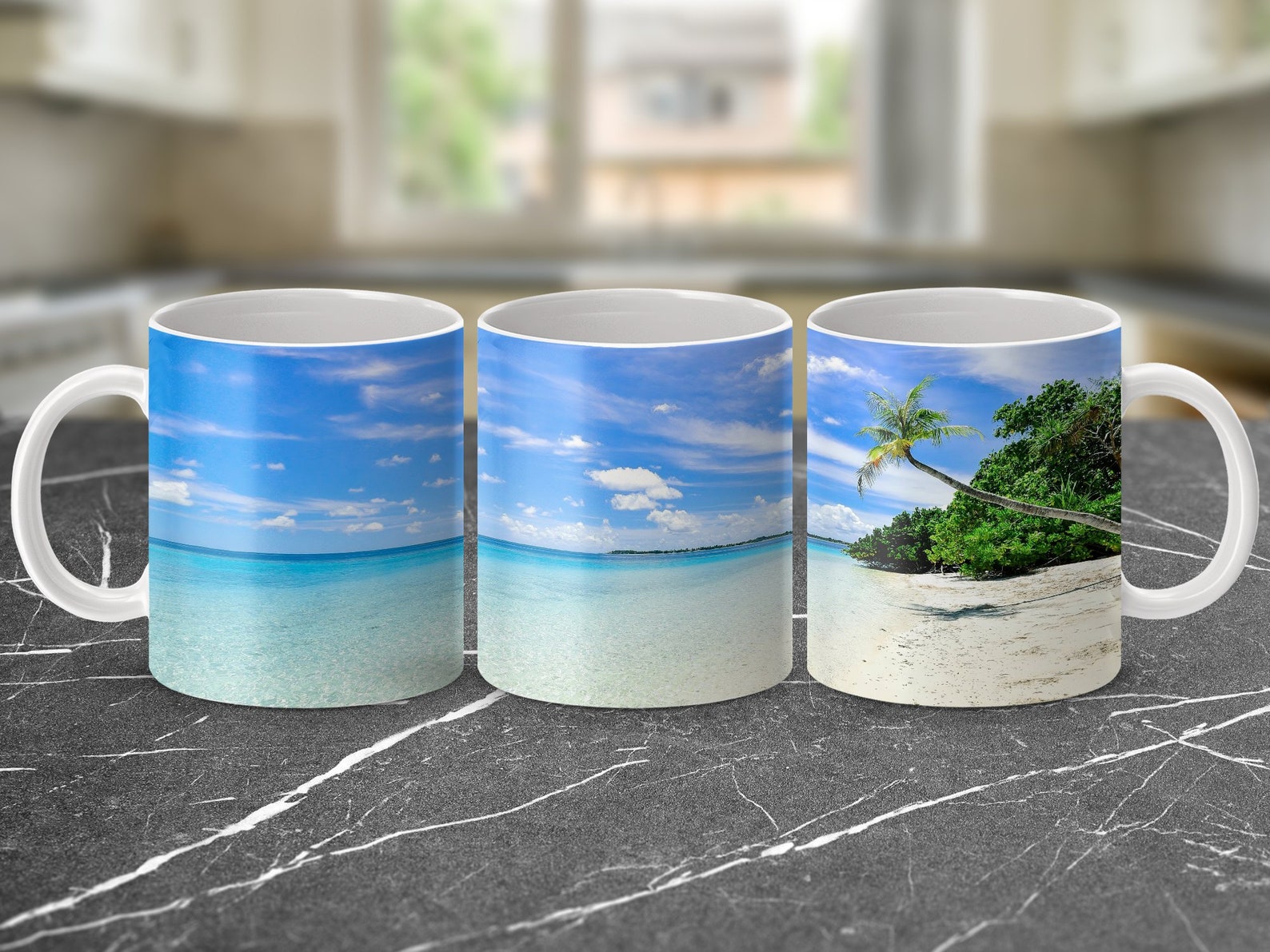 Tropical Beach Paradise Mug, Crystal Clear Water, White Sand Beach ...