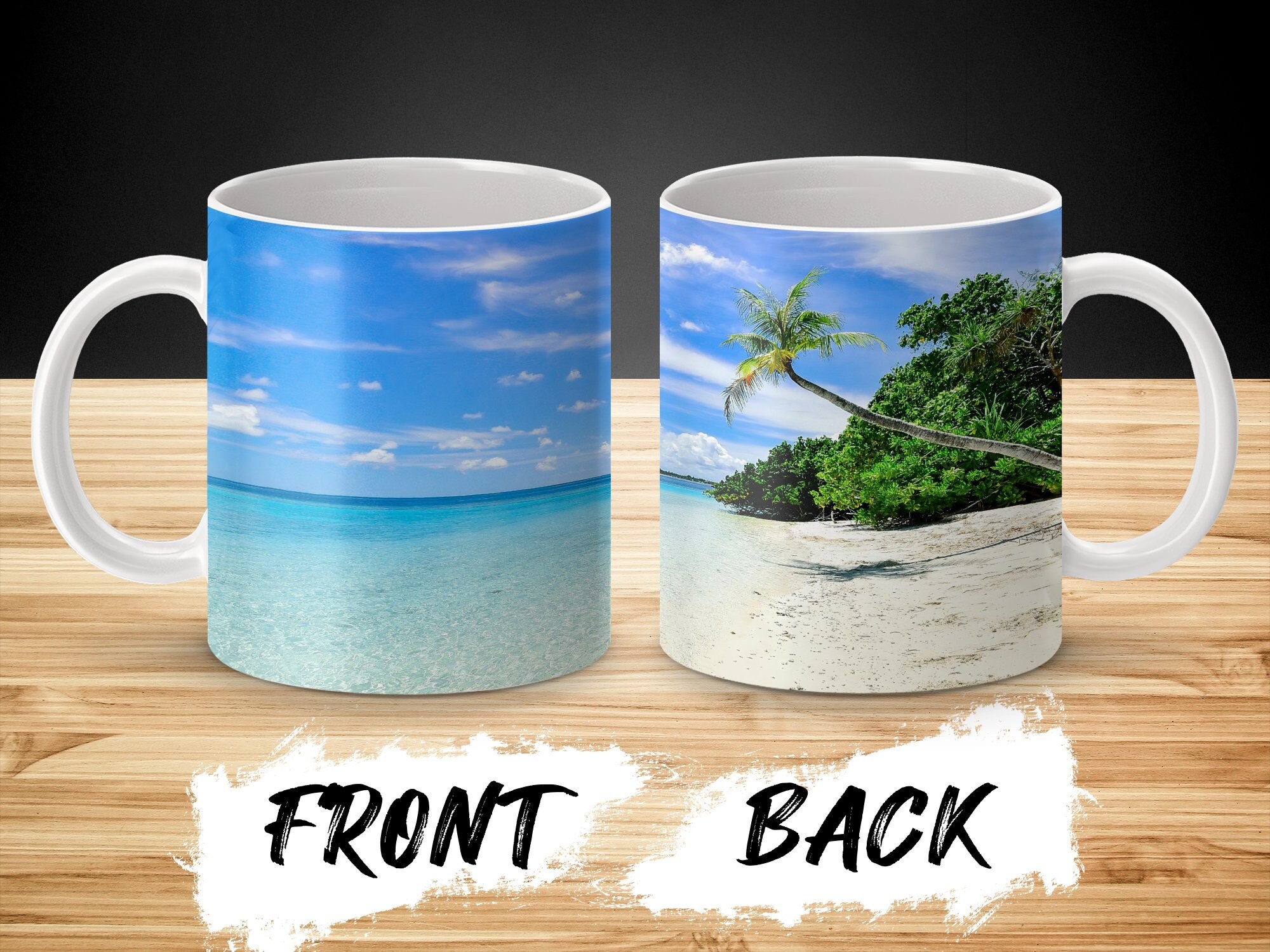 Tropical Beach Paradise Mug, Crystal Clear Water, White Sand Beach ...