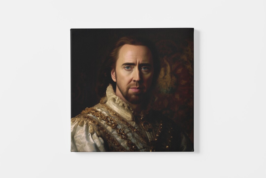 Printable Renaissance Nick Cage, Vintage Celebrity Actor Oil Painting ...
