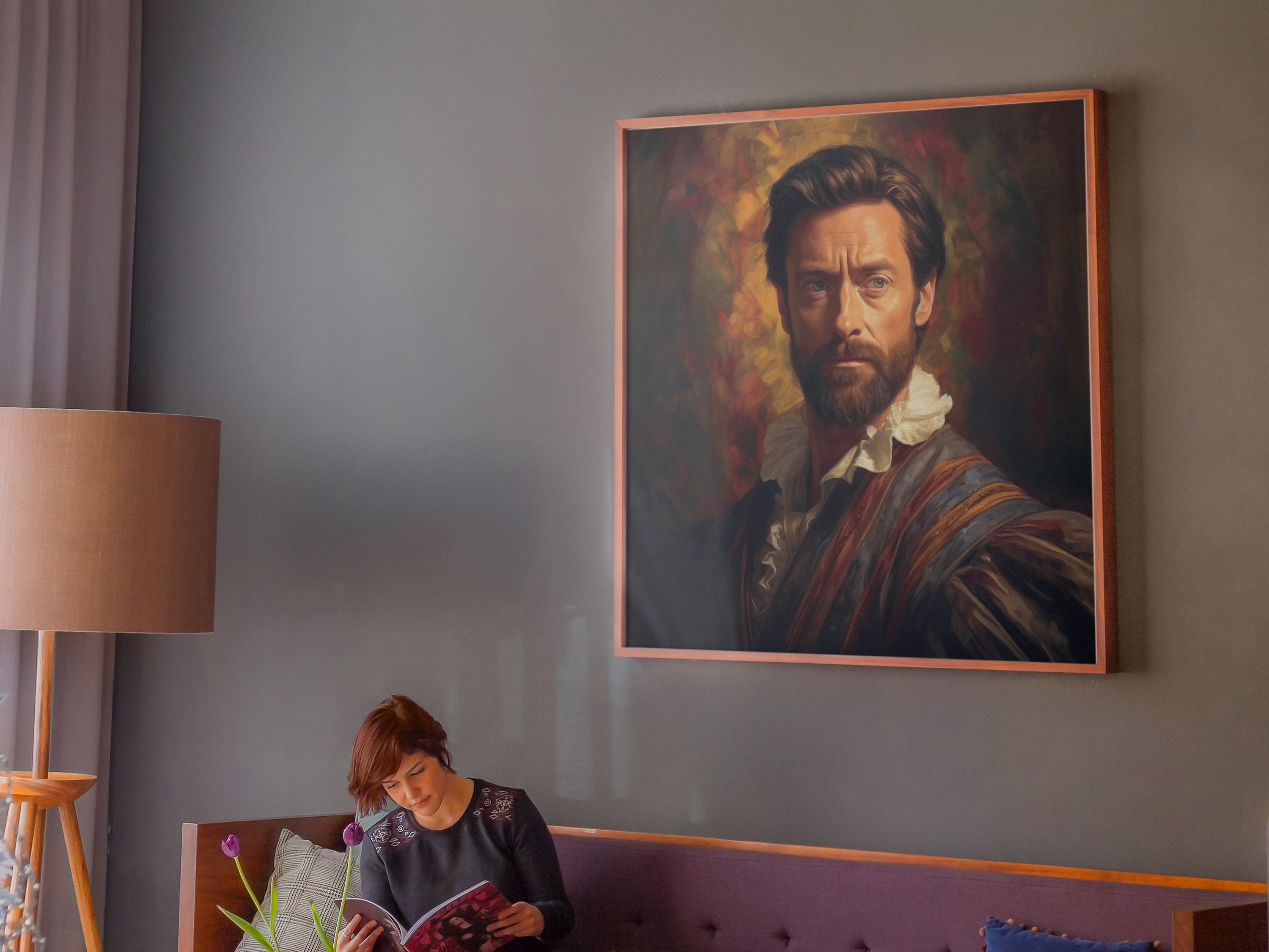 Printable Renaissance Hugh Jackman, Vintage Celebrity Actor Oil ...