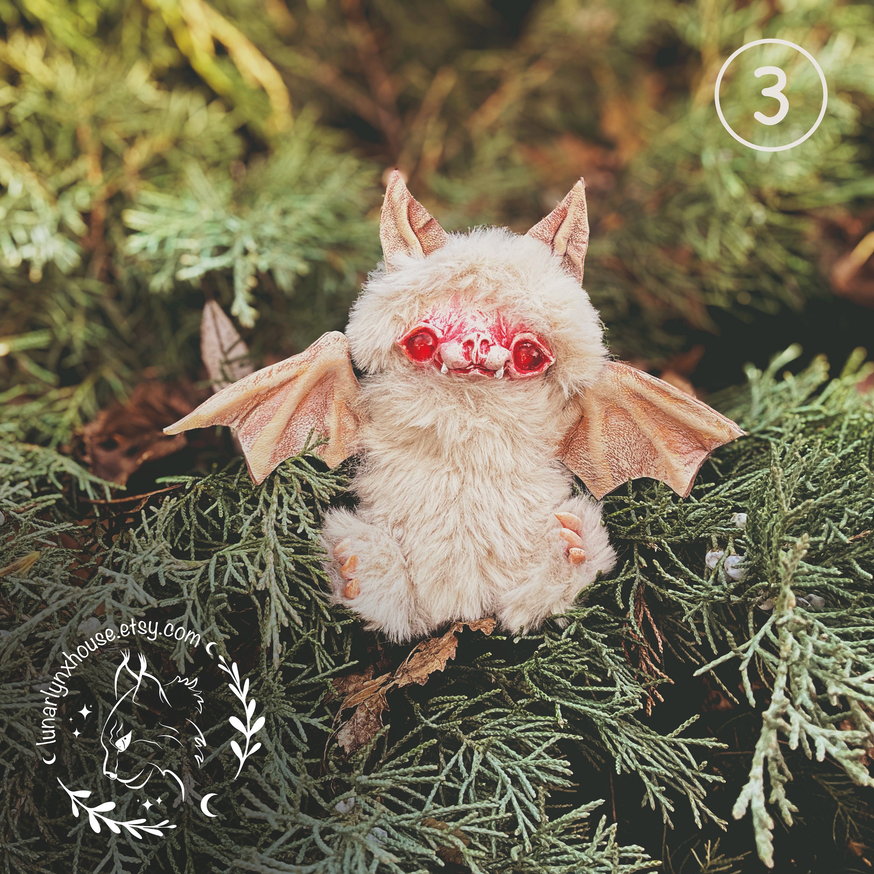Fantasy Creature Cute Creepy Monsters Albino Bat Toys, Handmade ...
