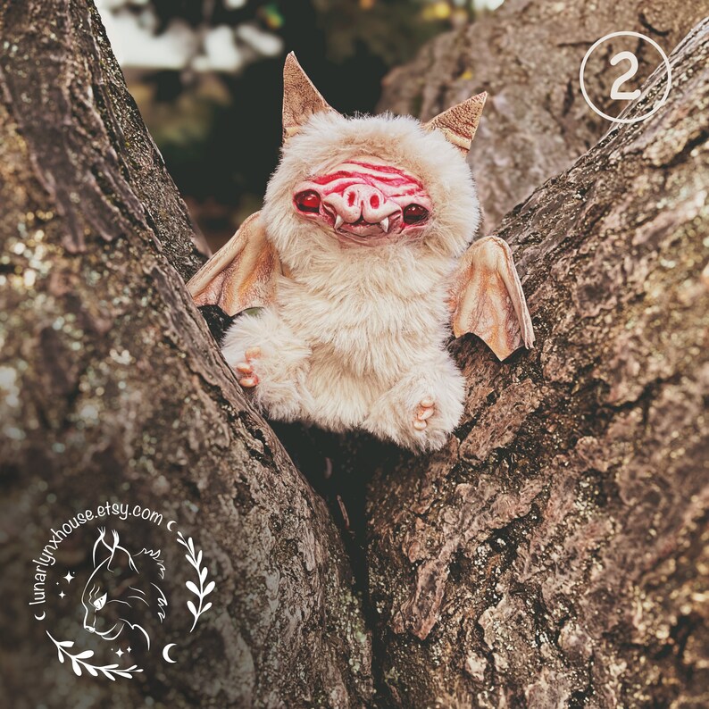 Fantasy Creature Cute Creepy Monsters Albino Bat Toys, Handmade ...